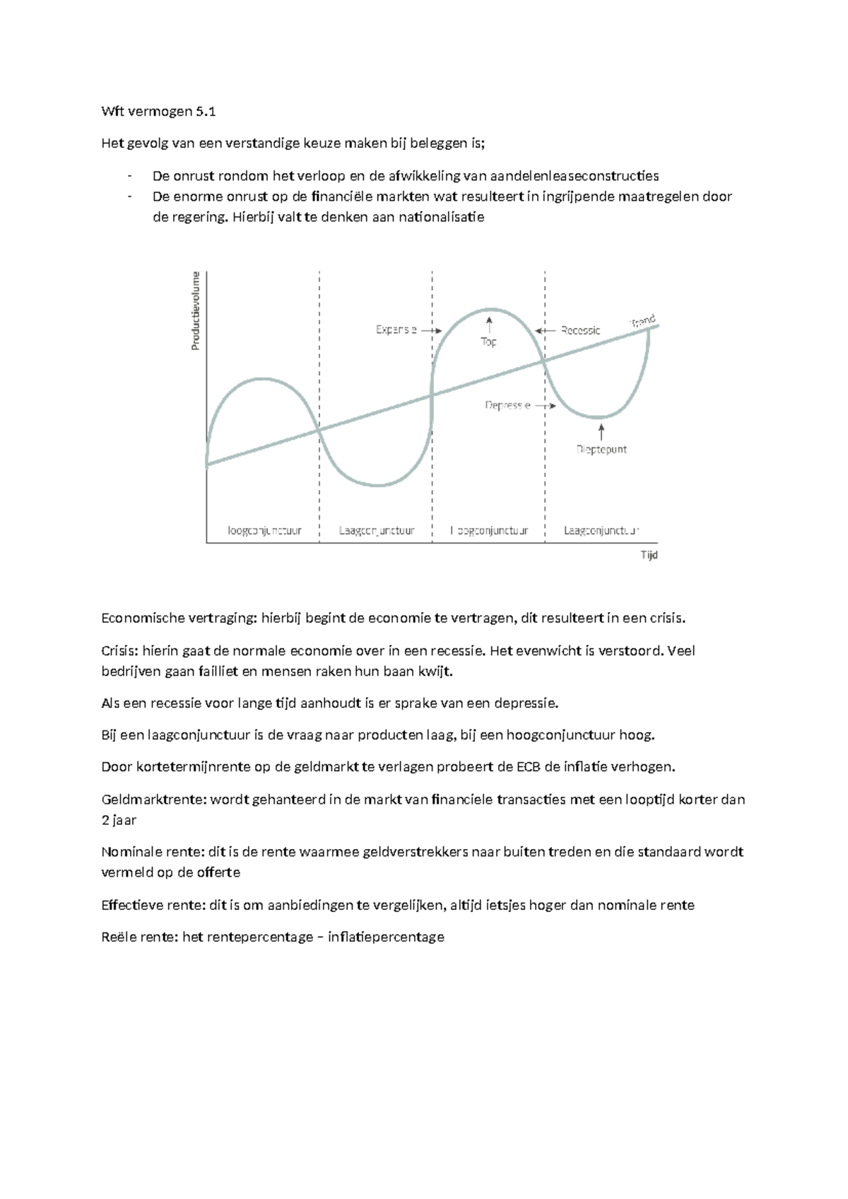 Wft Vermogen Hoofdstuk 5: Economie en Risicoprofielen - Studeersnel