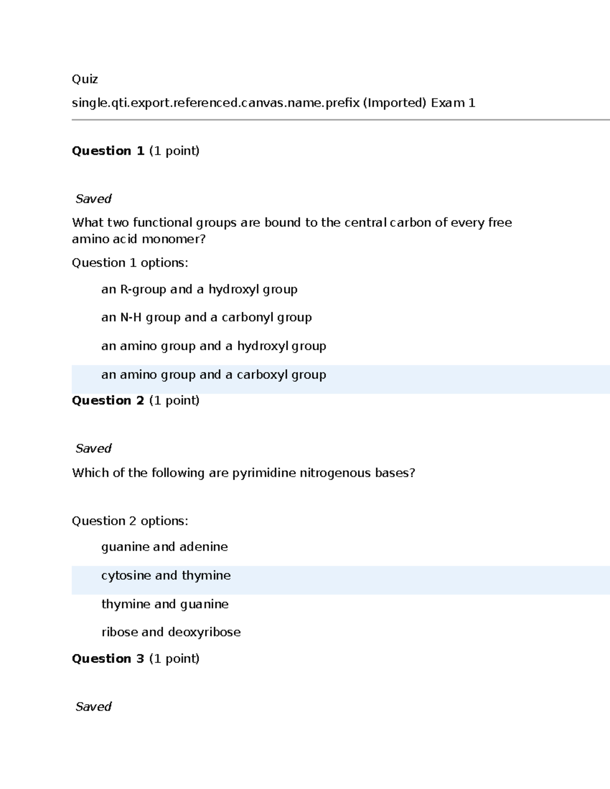 BIO 170 Exam 1 Quiz: Multiple Choice Questions - Studocu