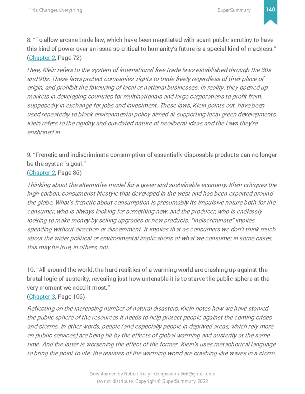 This Changes Everything - Super Summary Study Guide 141 - 8. “To allow ...