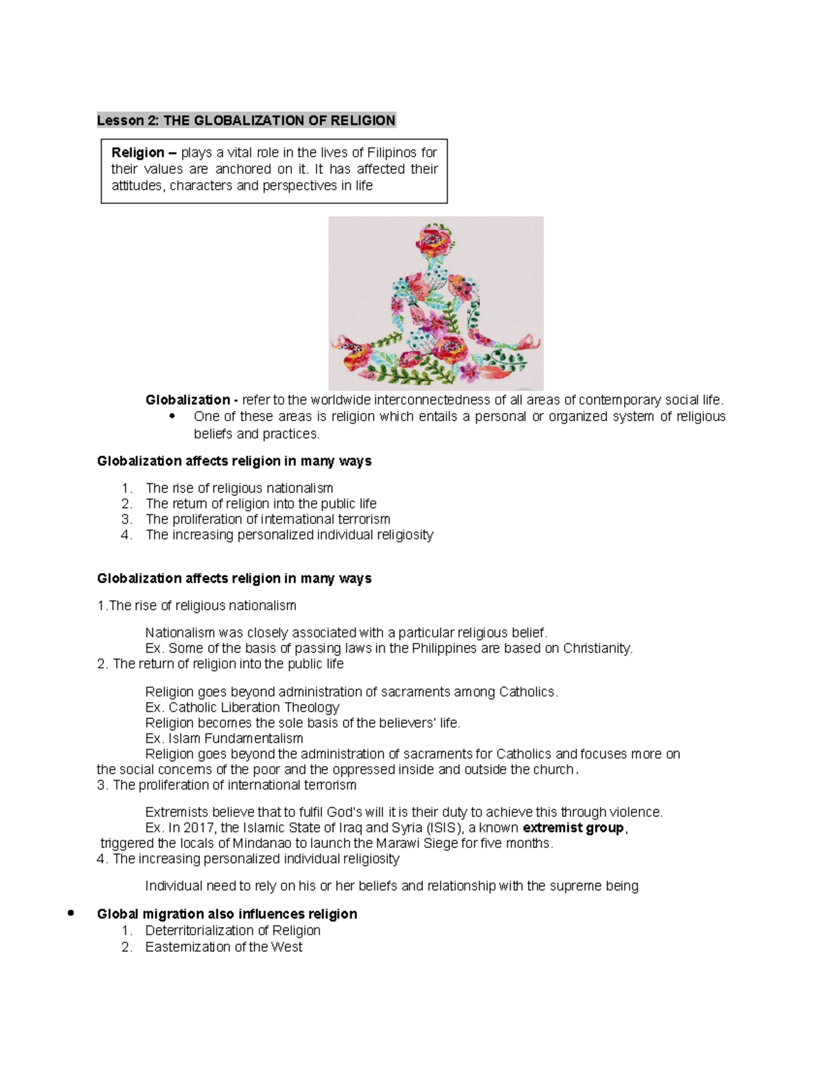 Lesson 2: The Impact of Globalization on Religion in Contemporary ...