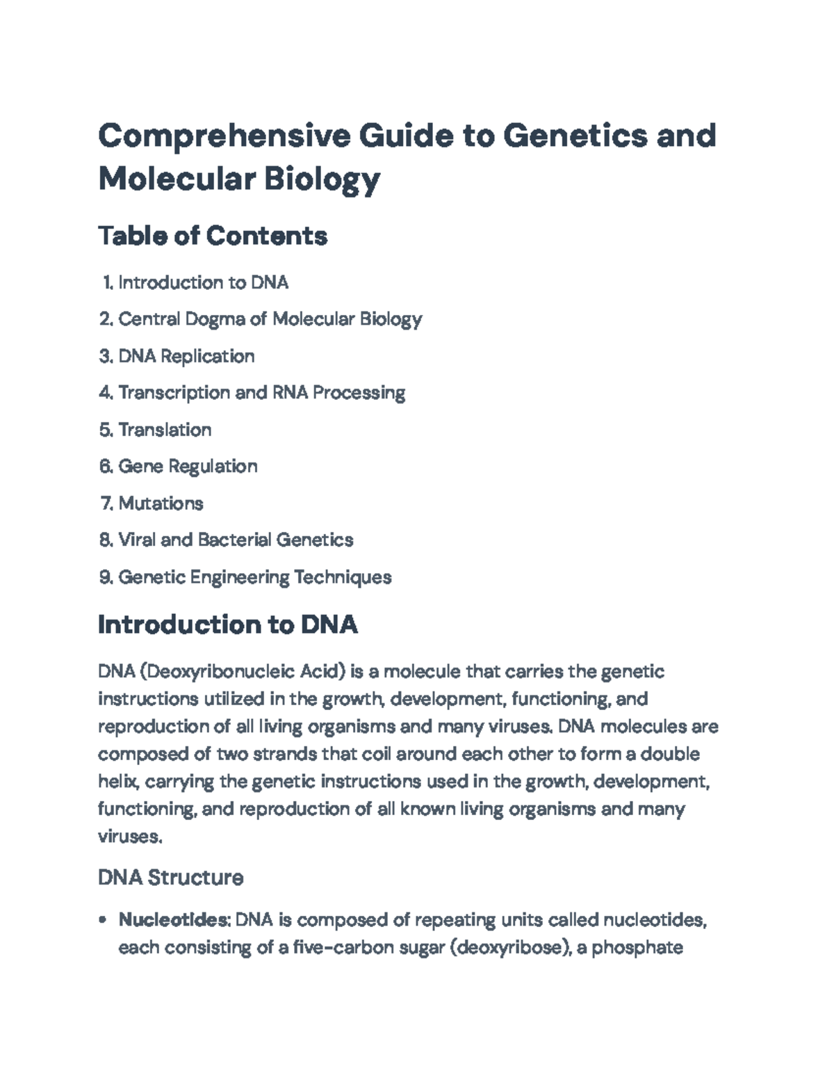 Genetics and Molecular Biology Overview: Principles and Processes ...
