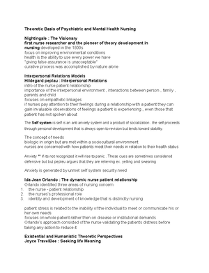 Nursing Concepts for Psychiatric And Mental Health Exam 1 Study Guide ...