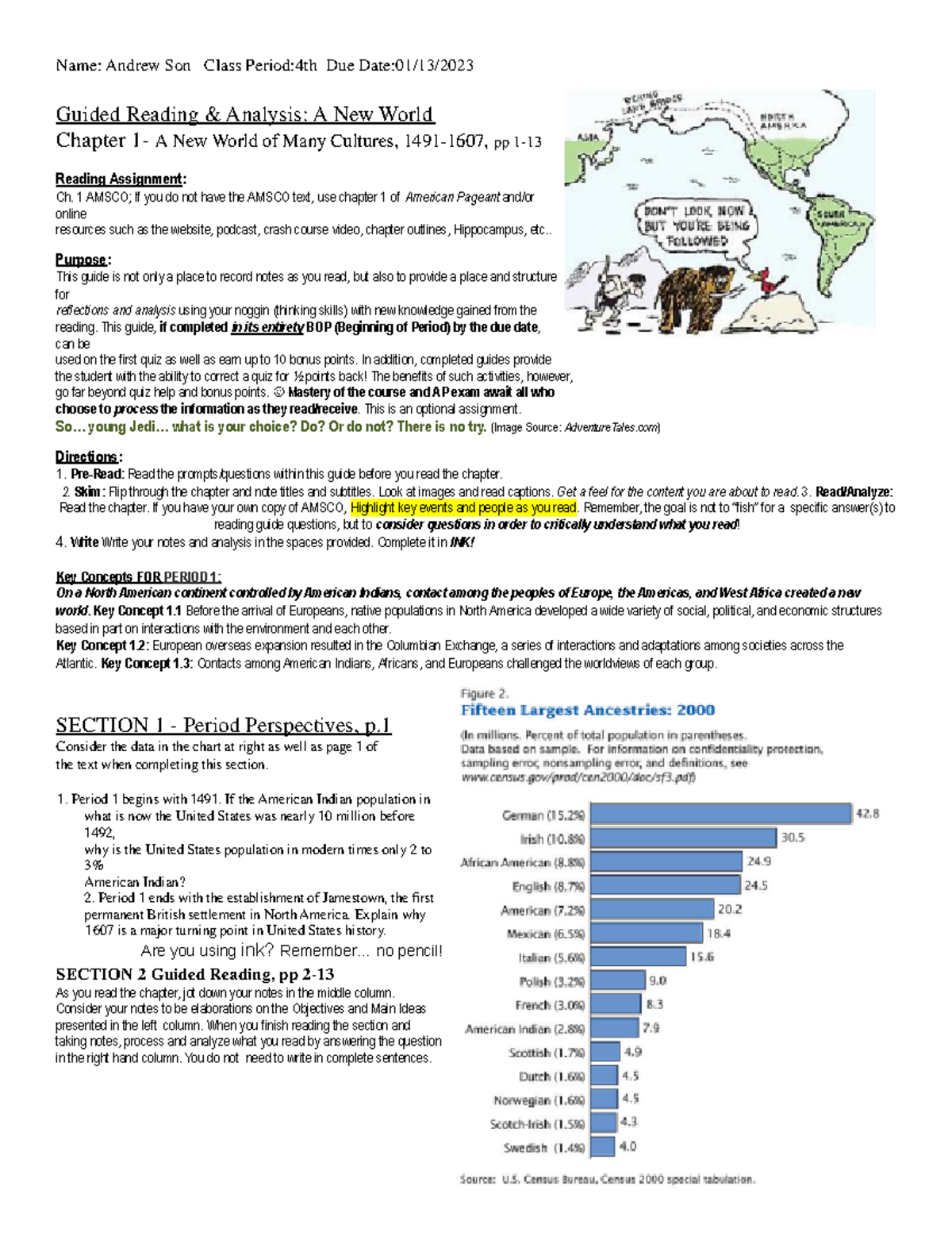 APUSH AMSCO Guided Reading Chapter 1 (Analysis & Answers) - Studocu