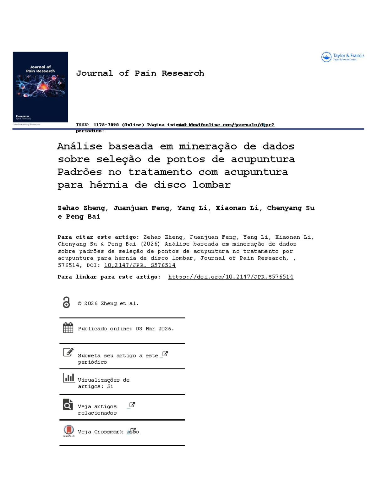 Análise de Mineração de Dados sobre Acupuntura para Hérnia de Disco ...