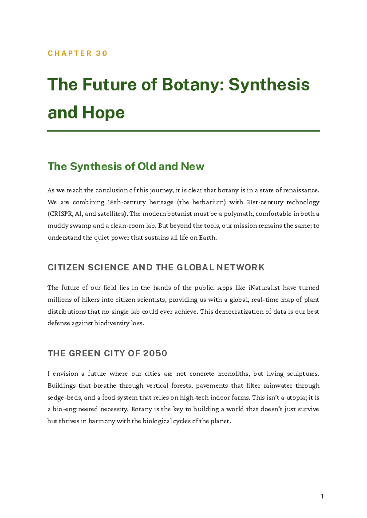 CHAPTER 30: The Future of Botany - Synthesis & Hope - Studocu