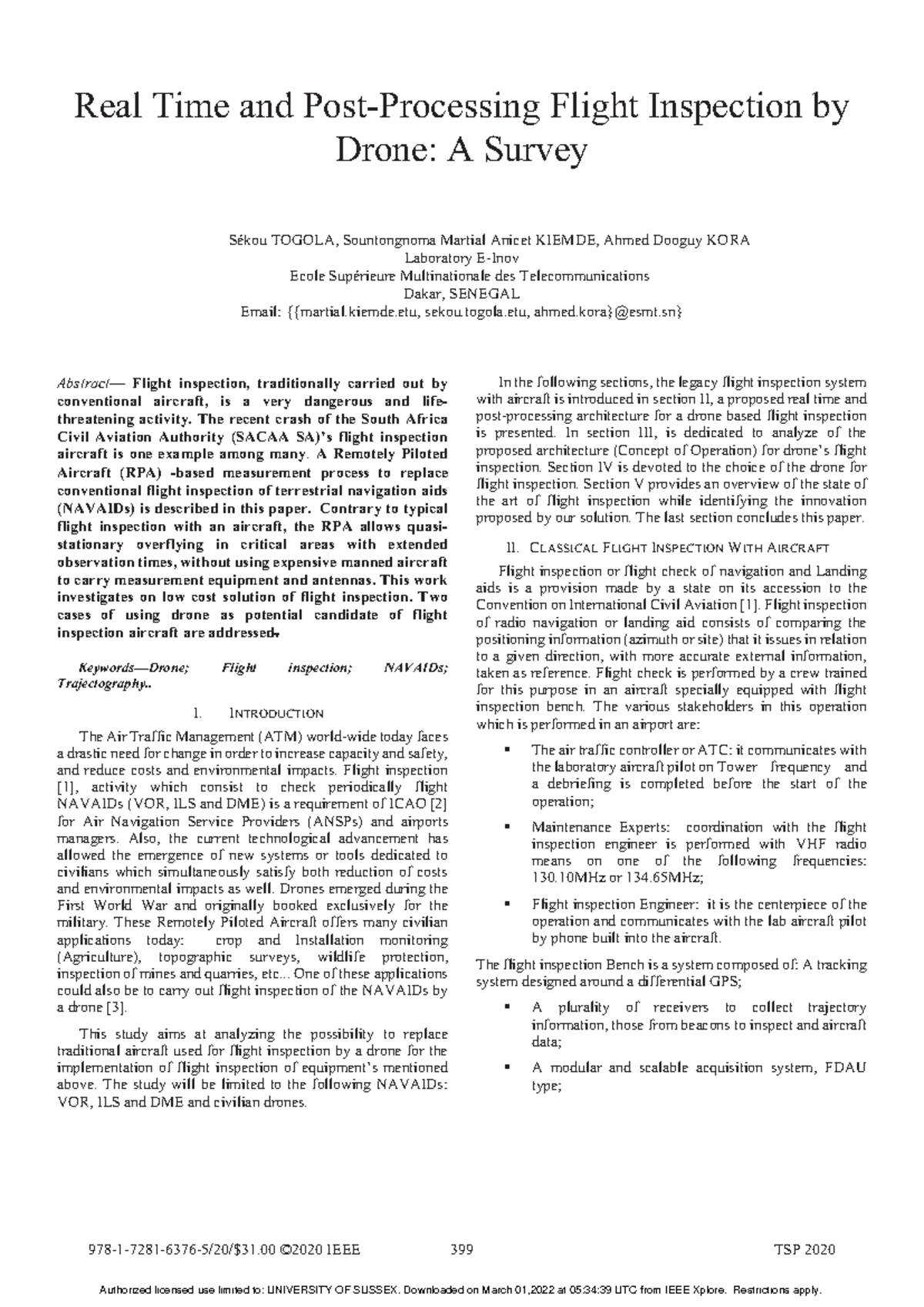 Real-Time & Post-Processing Flight Inspection via Drones: A Survey ...