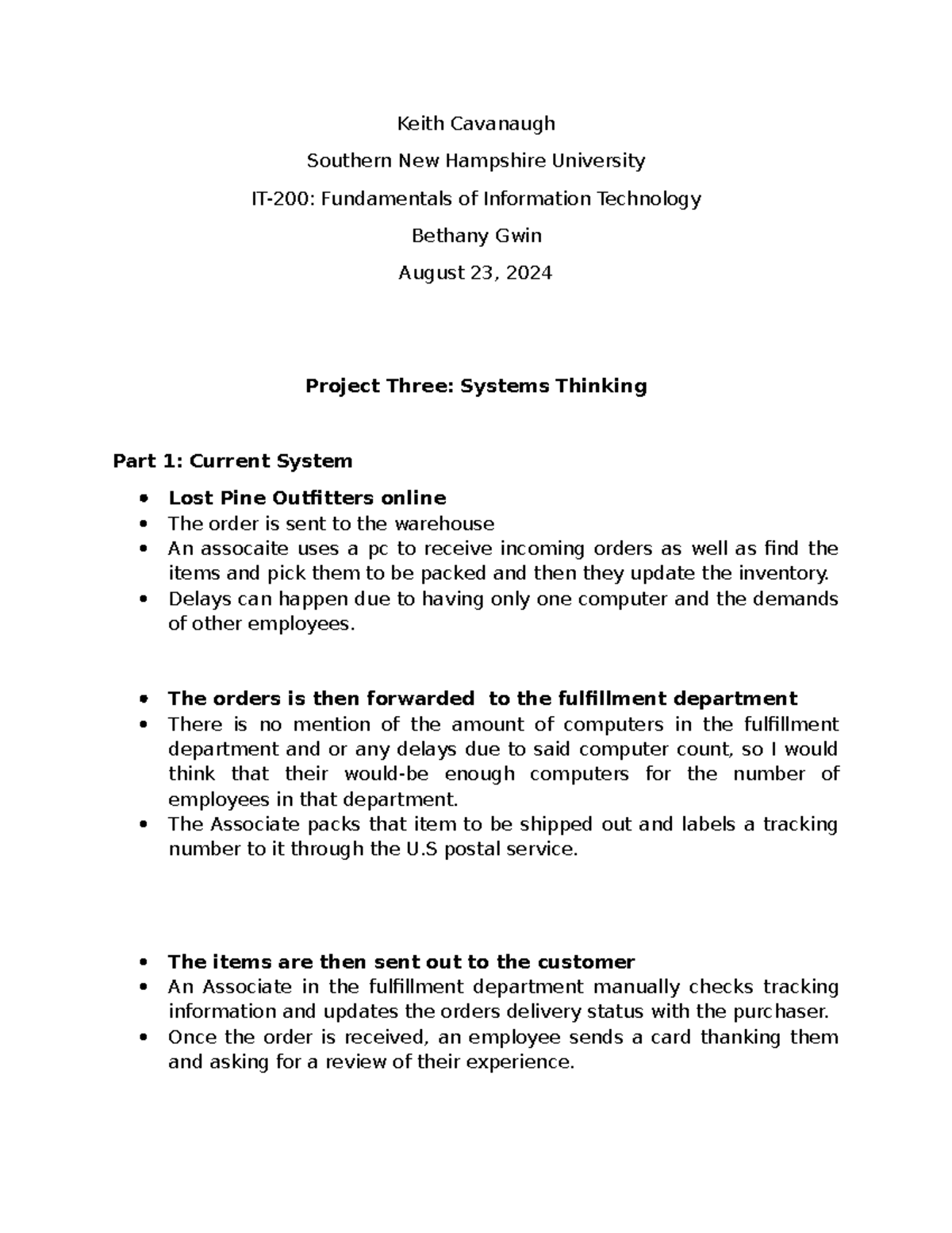 IT-200: Project 3 - Analysis and Recommendations on Systems Thinking ...