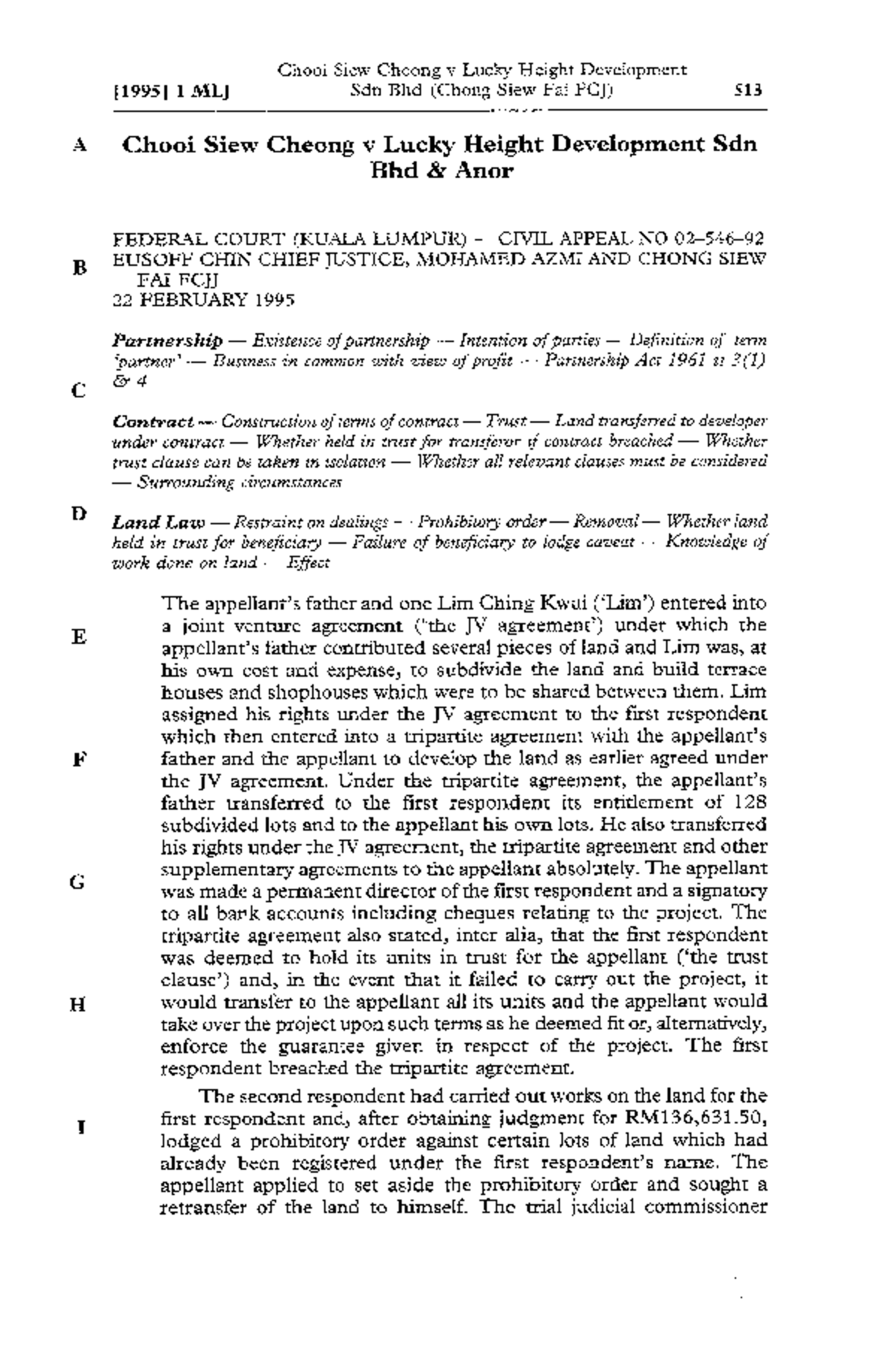 Chooi Siew Cheong v Lucky Height Development Sdn Bhd: Federal Court ...