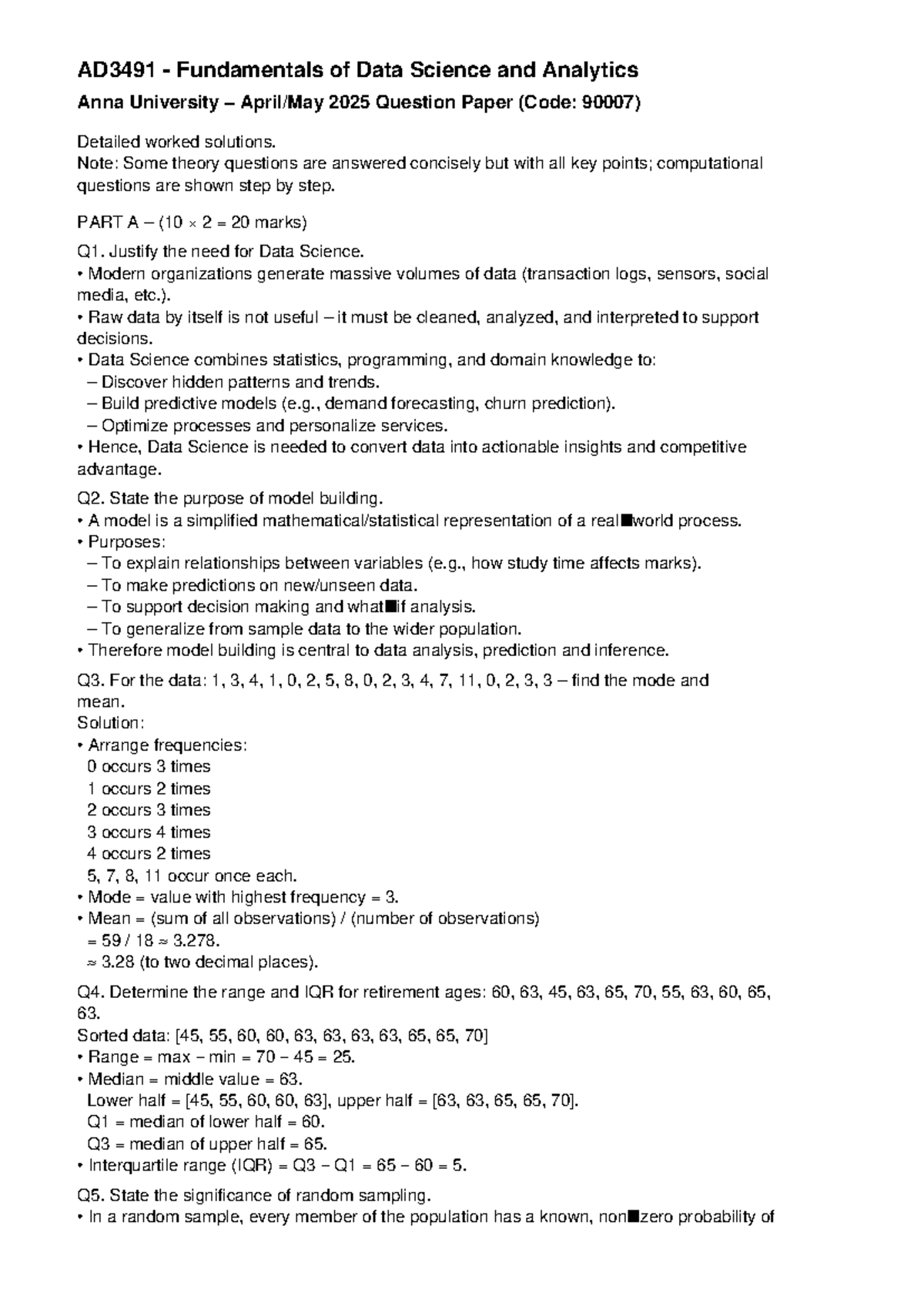 AD3491 FDSA April 2025 Detailed Solutions and Key Concepts - Studocu