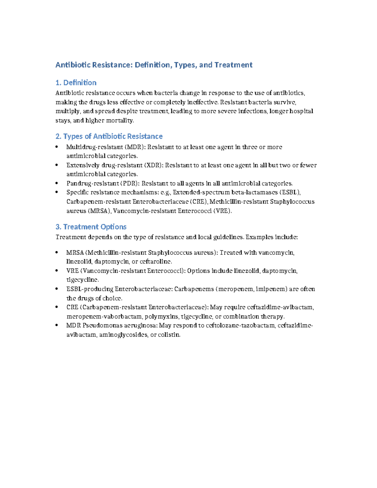 Antibiotic Resistance: Types, Mechanisms, and Treatment Options - Studocu