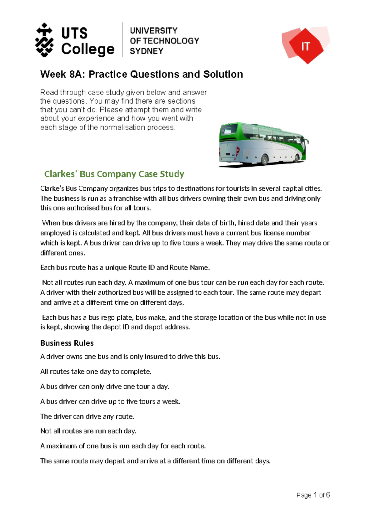 Week 8A: Clarks Bus Case Study - Practice Questions & Solutions - Studocu