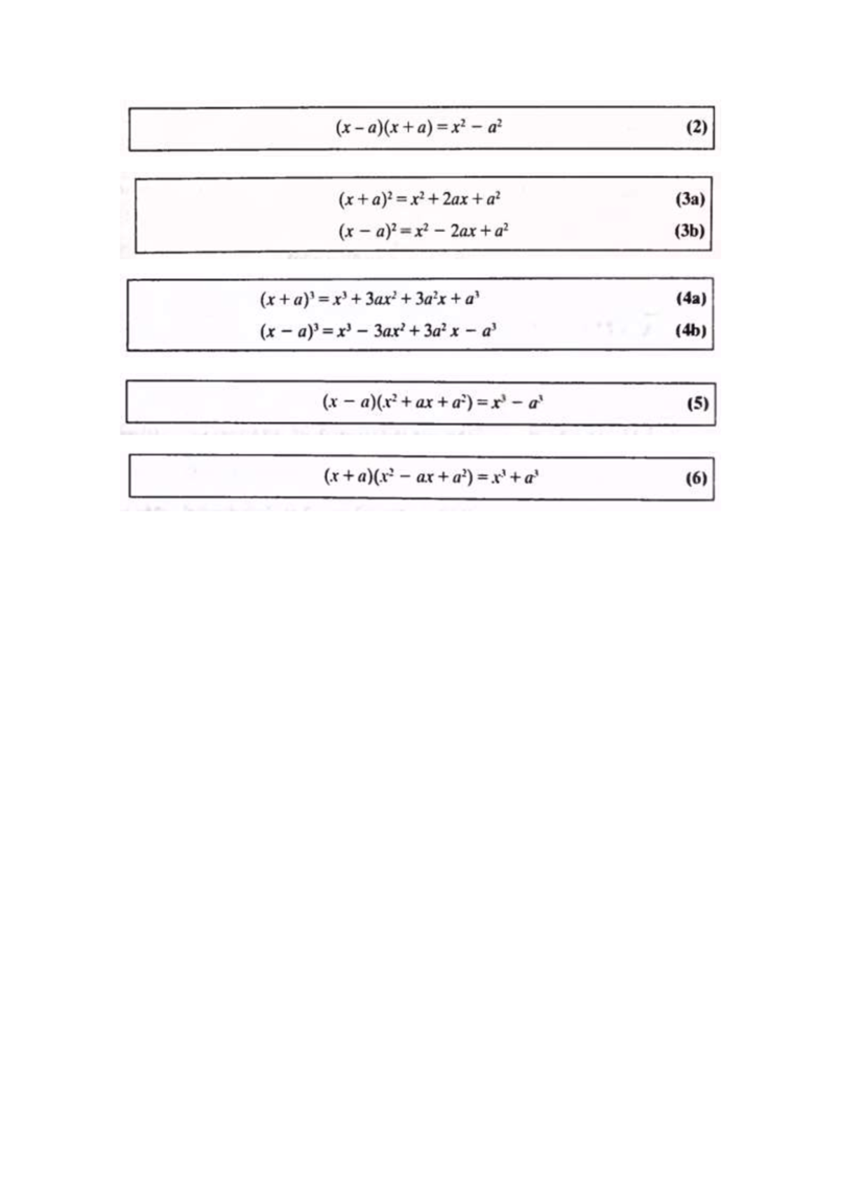 Formulas de Productos Notables - Matematica 1 - (x-a)(x+a)=x²-a² (2) (x+a)²=x²+2ax+a² (3a) - Studocu