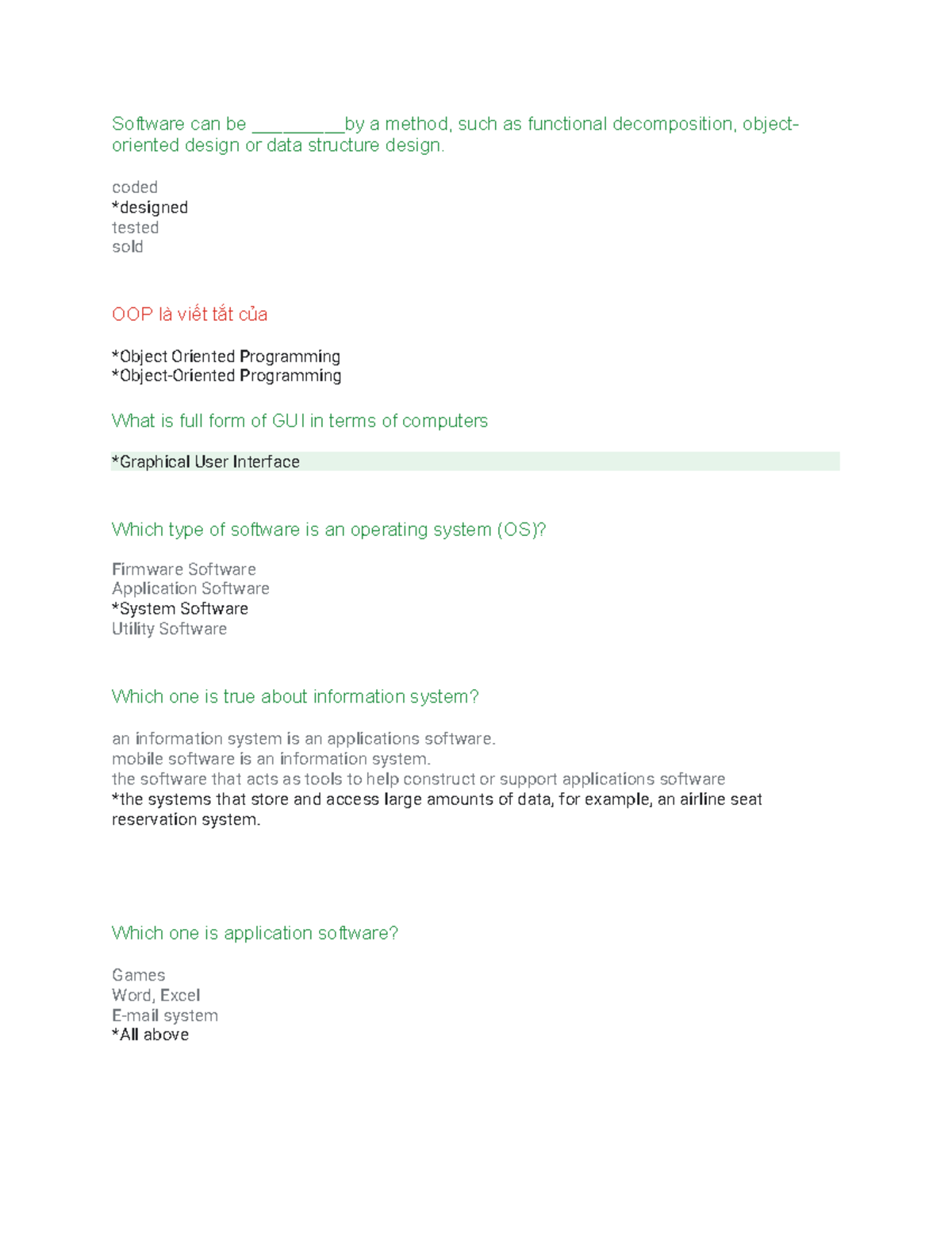 Final Exam - Software Development Concepts and Practices (CS101) - Studocu