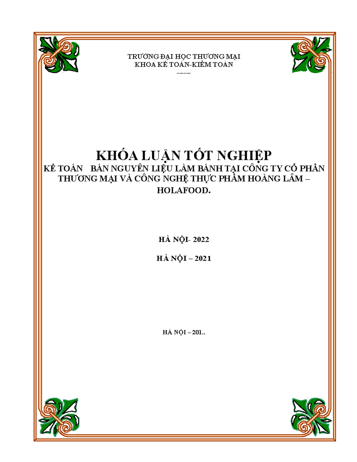 KLTN - Khóa luận tốt nghiệp về Kế toán bán nguyên liệu làm bánh tại ...
