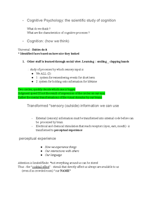 [Solved] Analyzing Psychological Experiments o Describe the major ...