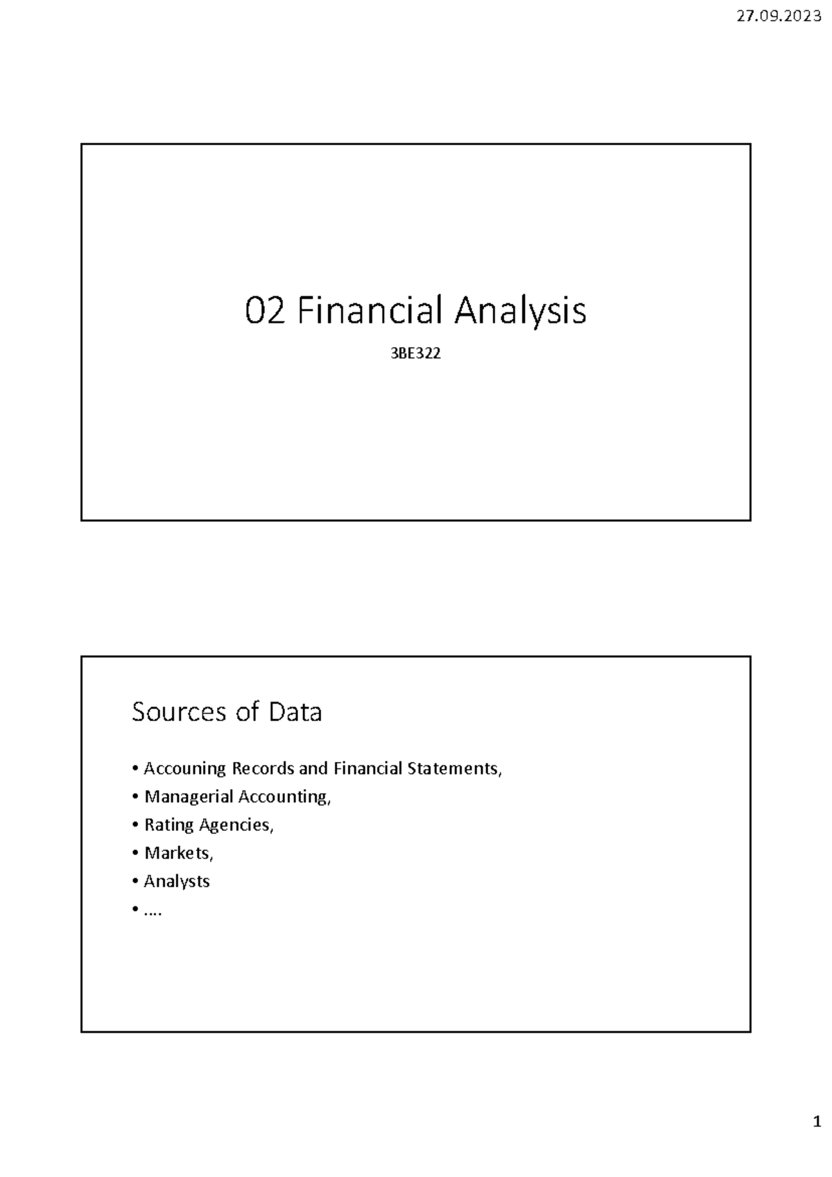 LEC 02 Financial Analysis 3BE322: Data Sources & Key Ratios - Studocu