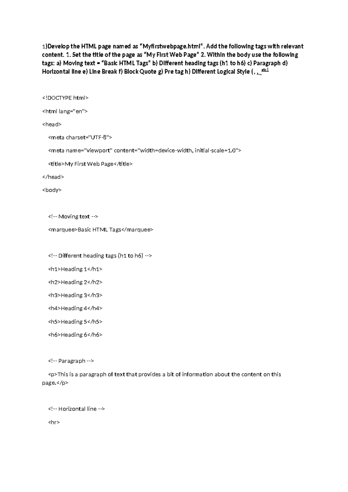 Lab manual web - none - 1 )Develop the HTML page named as ...