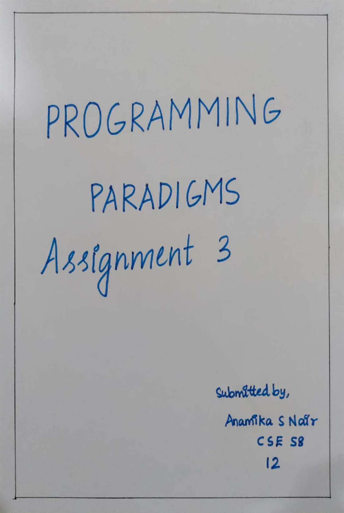 Programming Paradigms CSE S8 Assignment 3: Prolog Fundamentals - Studocu