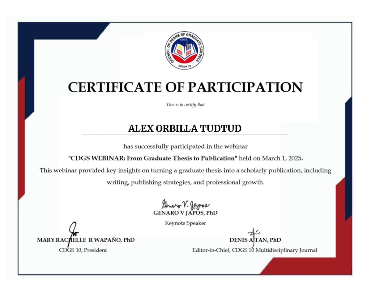 CDGS 10 E-Certificate of Participation in Graduate Thesis Webinar - Studocu