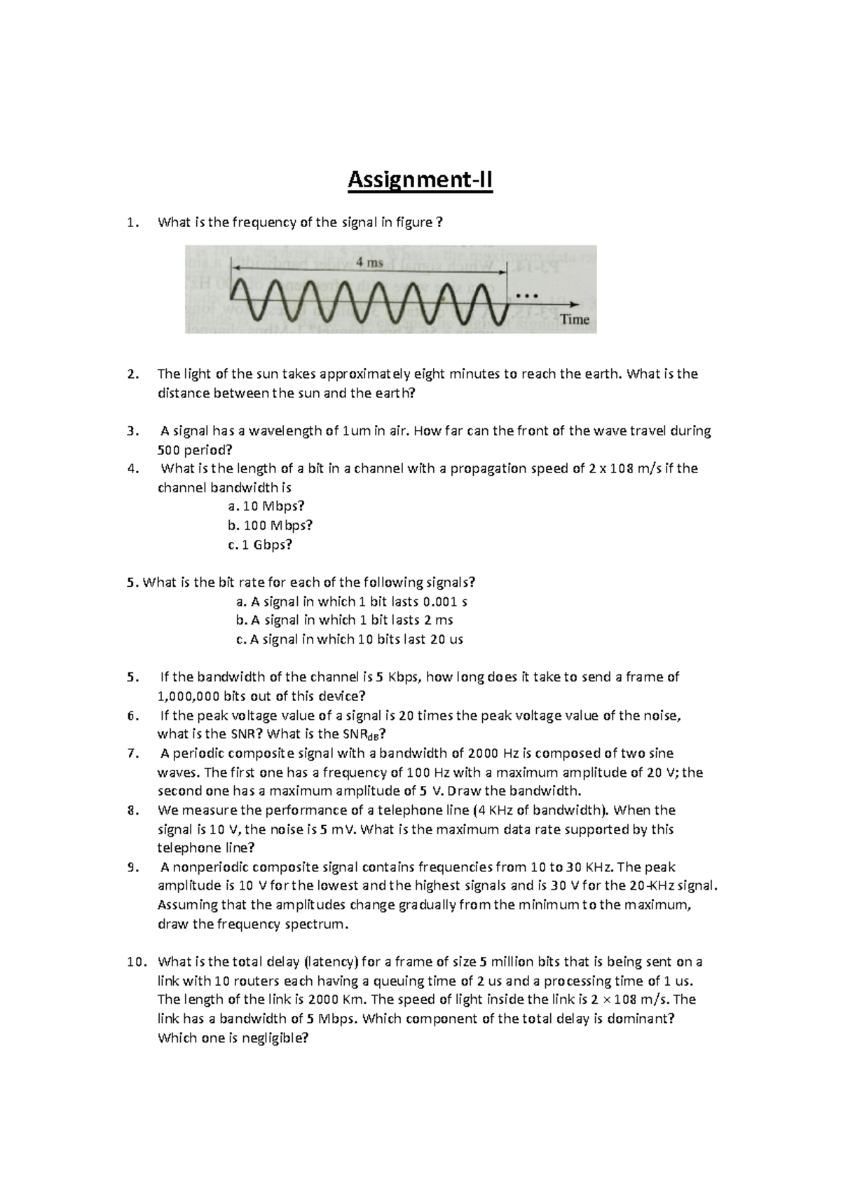 Assignment-II - Signal Processing Problems and Calculations - Studocu