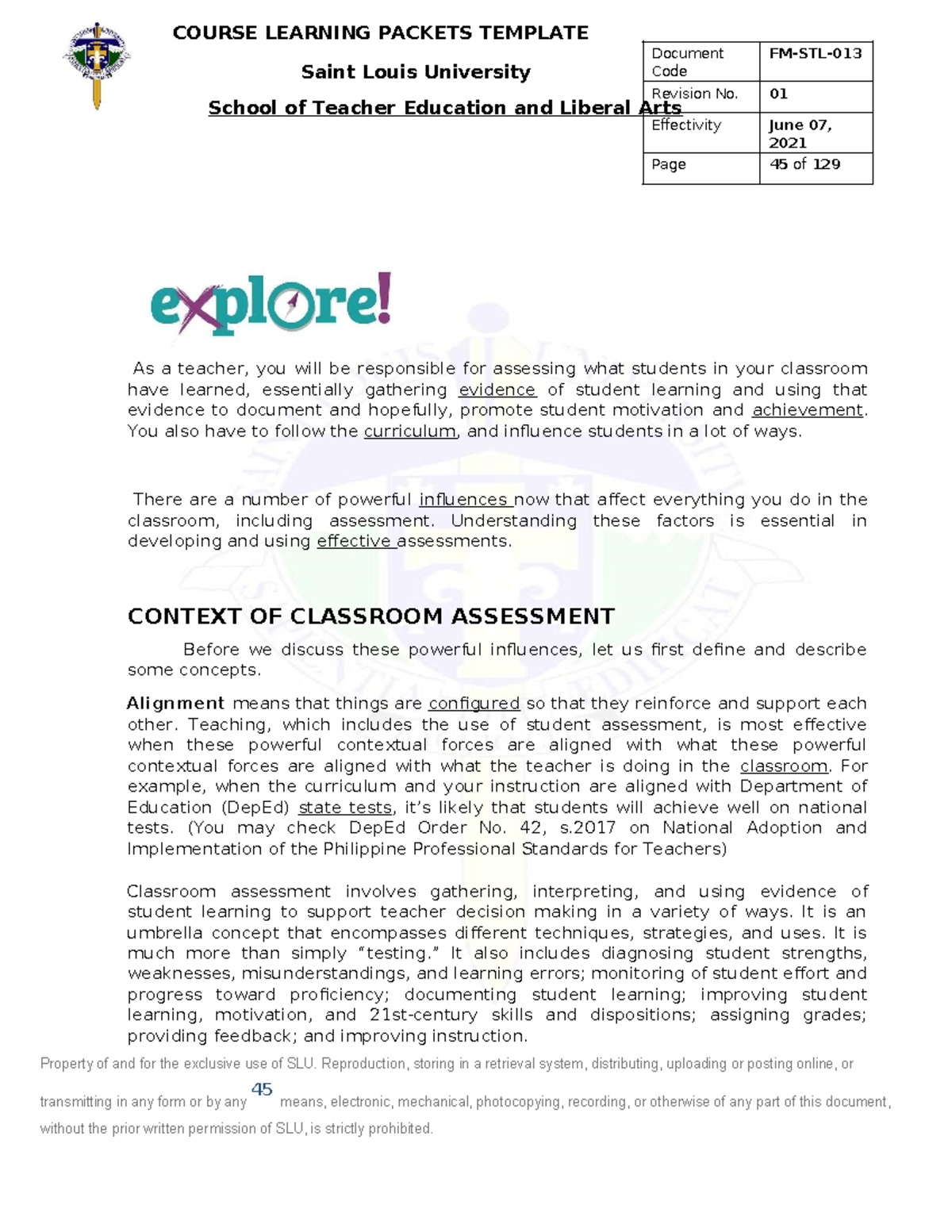Module 1: Effective Classroom Assessment Strategies in Teacher ...