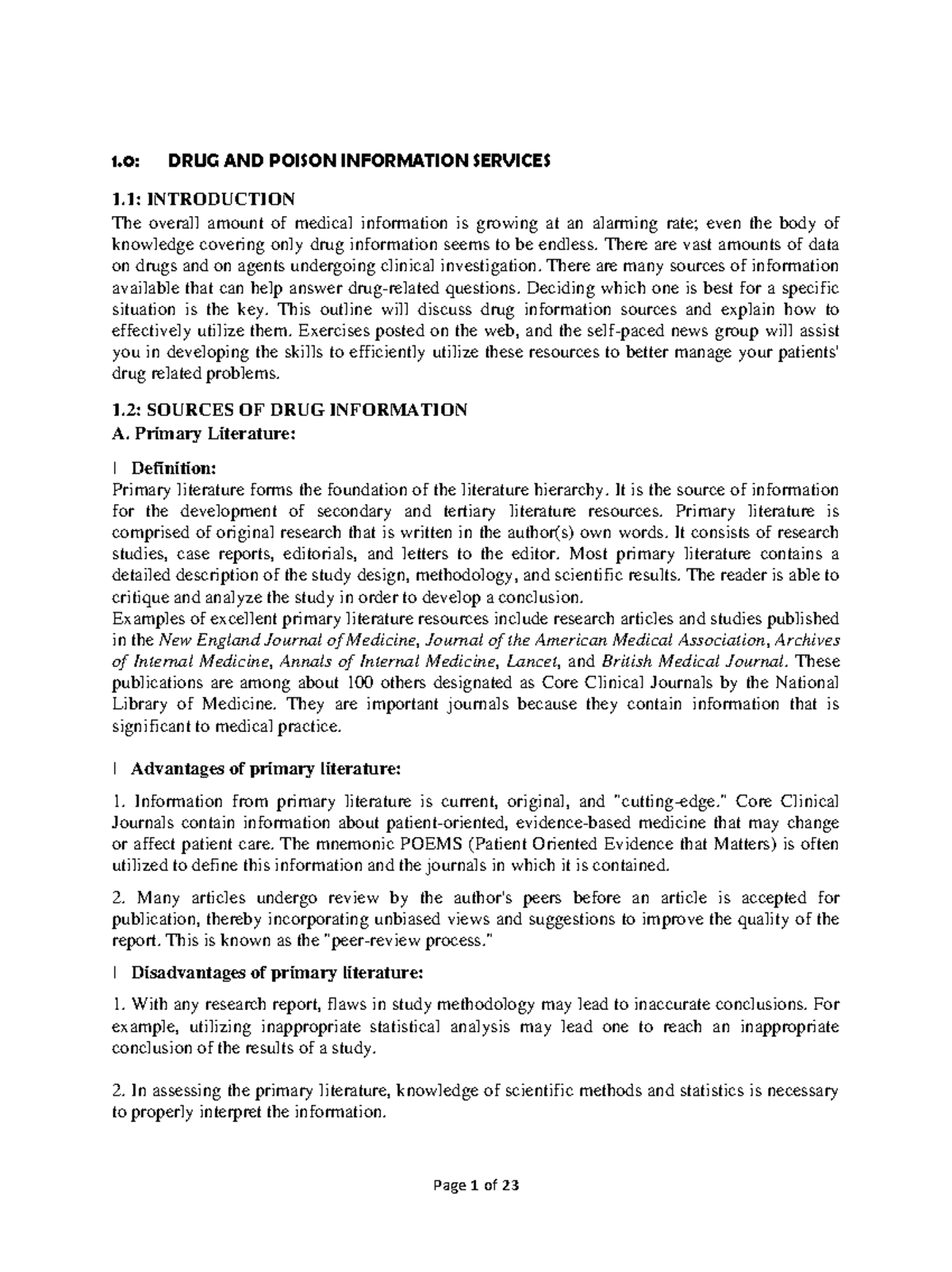 Drug and Poison Information Services: Comprehensive Overview Guide ...