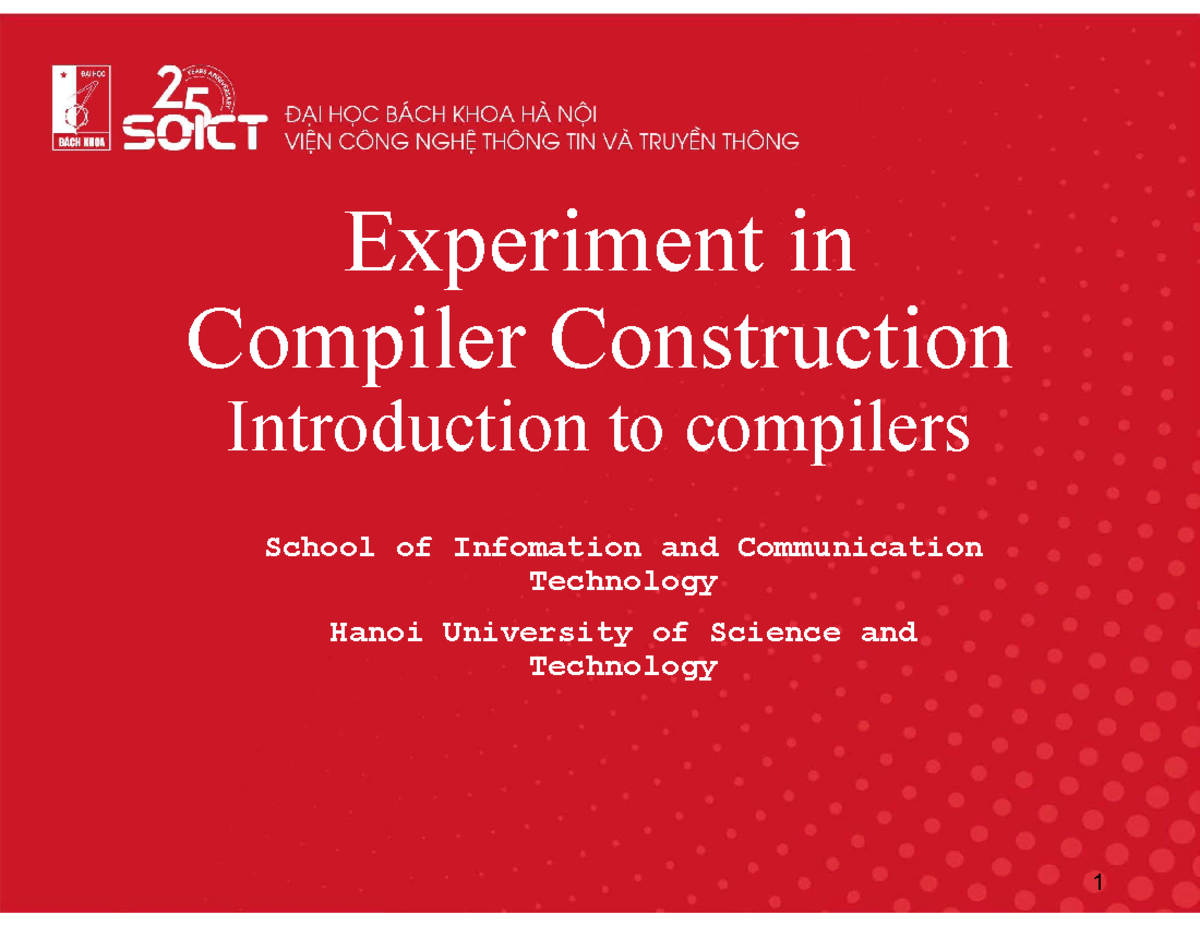 Project 1 scanner - Experiment in Compiler Construction Introduction to ...