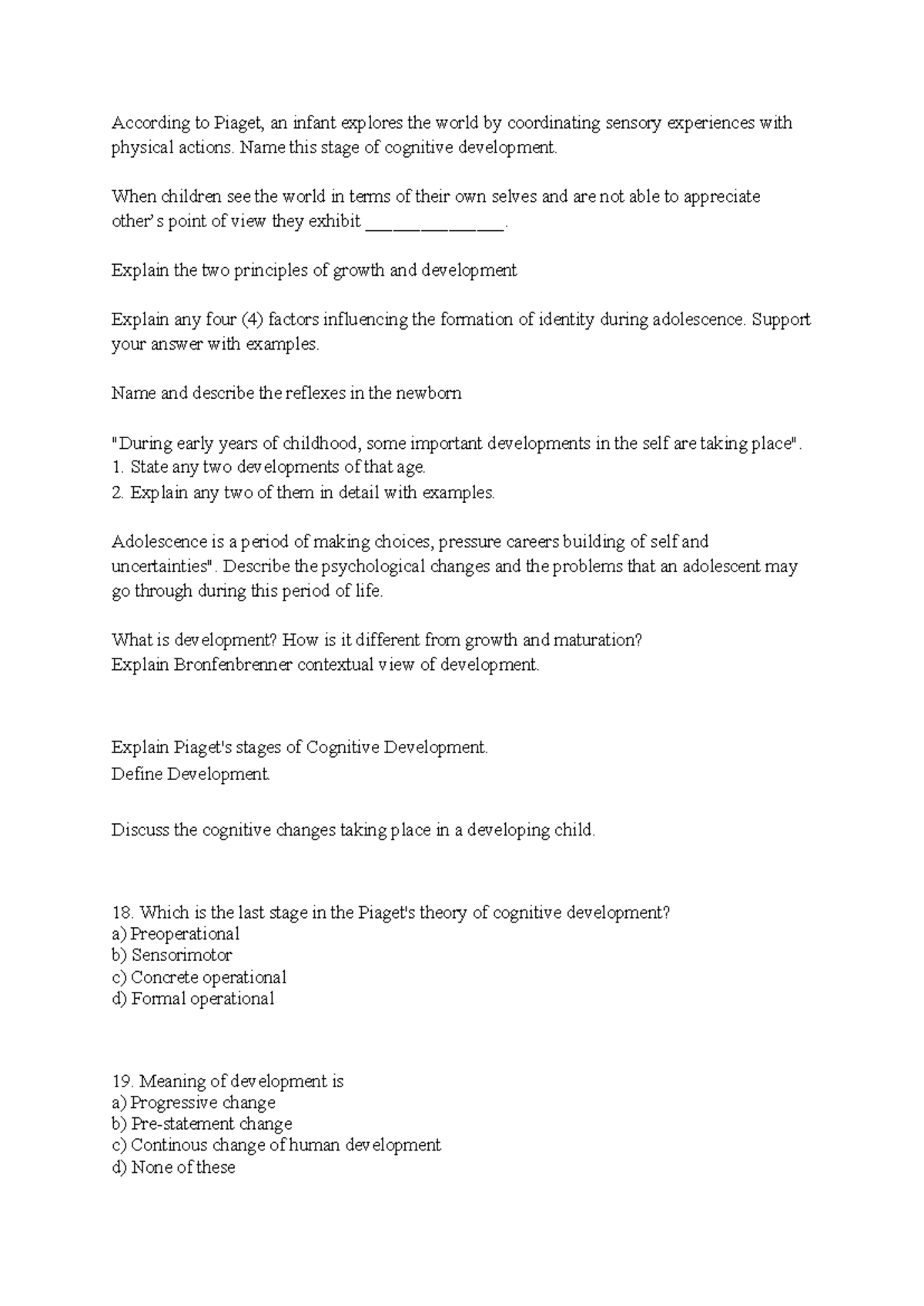 11TH CBSE Ch-3 Cognitive Development and Identity Formation Worksheet - Studocu