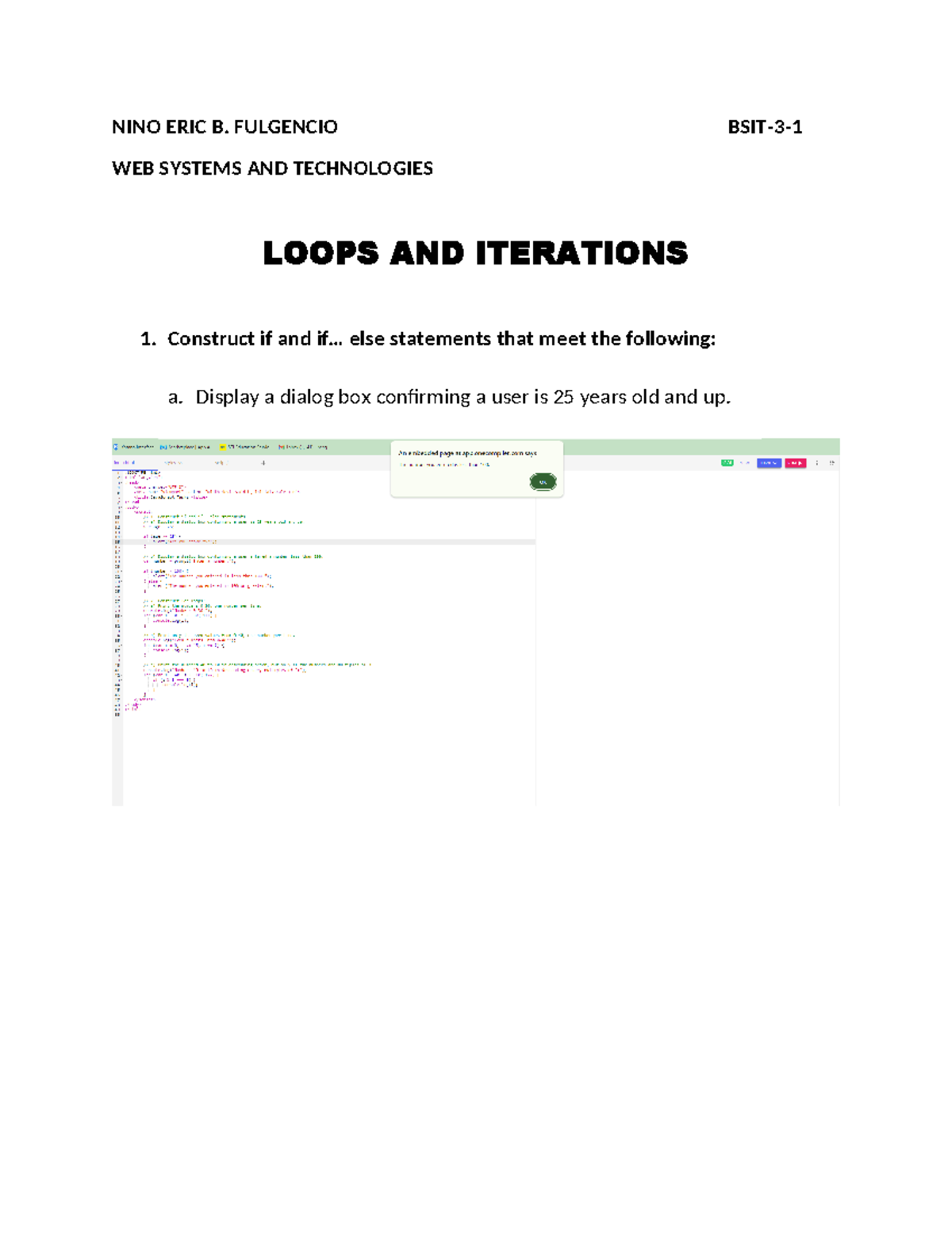 Web System and Technologies - Loops and Iterations - Information ...