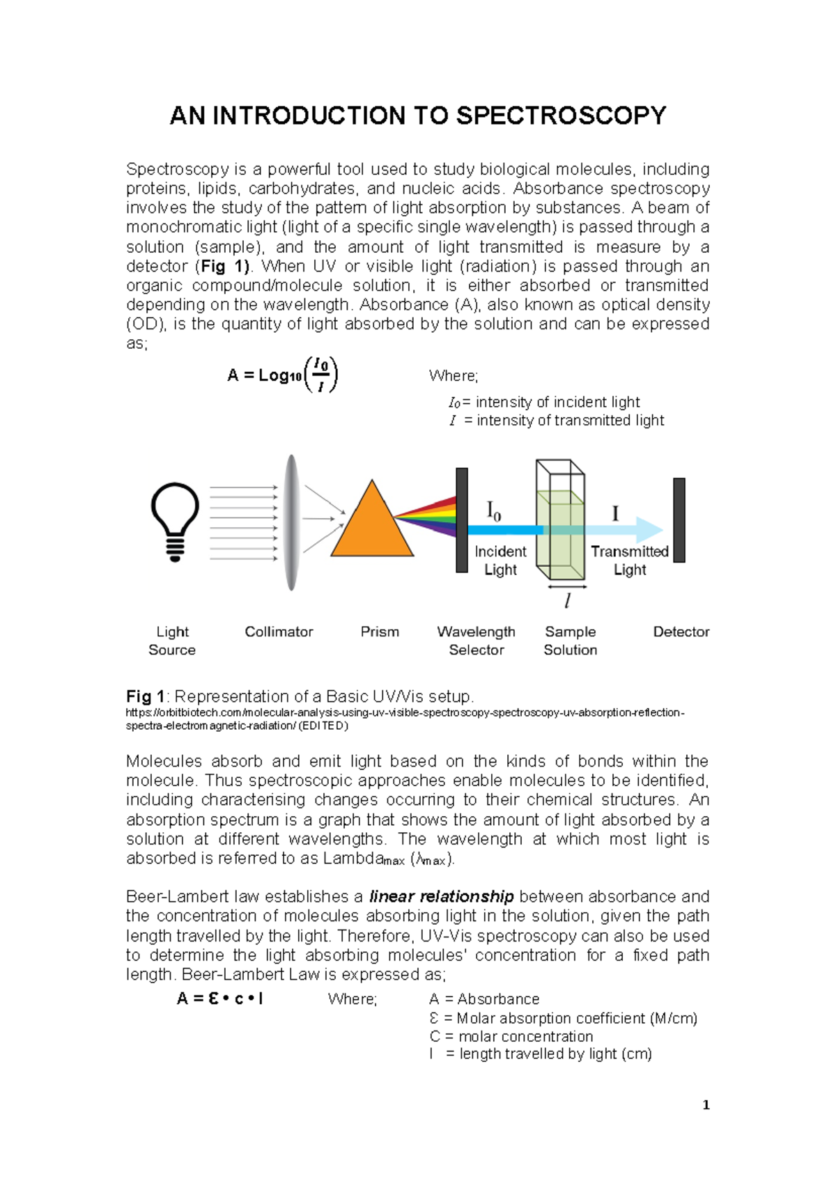 Practical 2 - Spectroscopy - AN INTRODUCTION TO SPECTROSCOPY ...