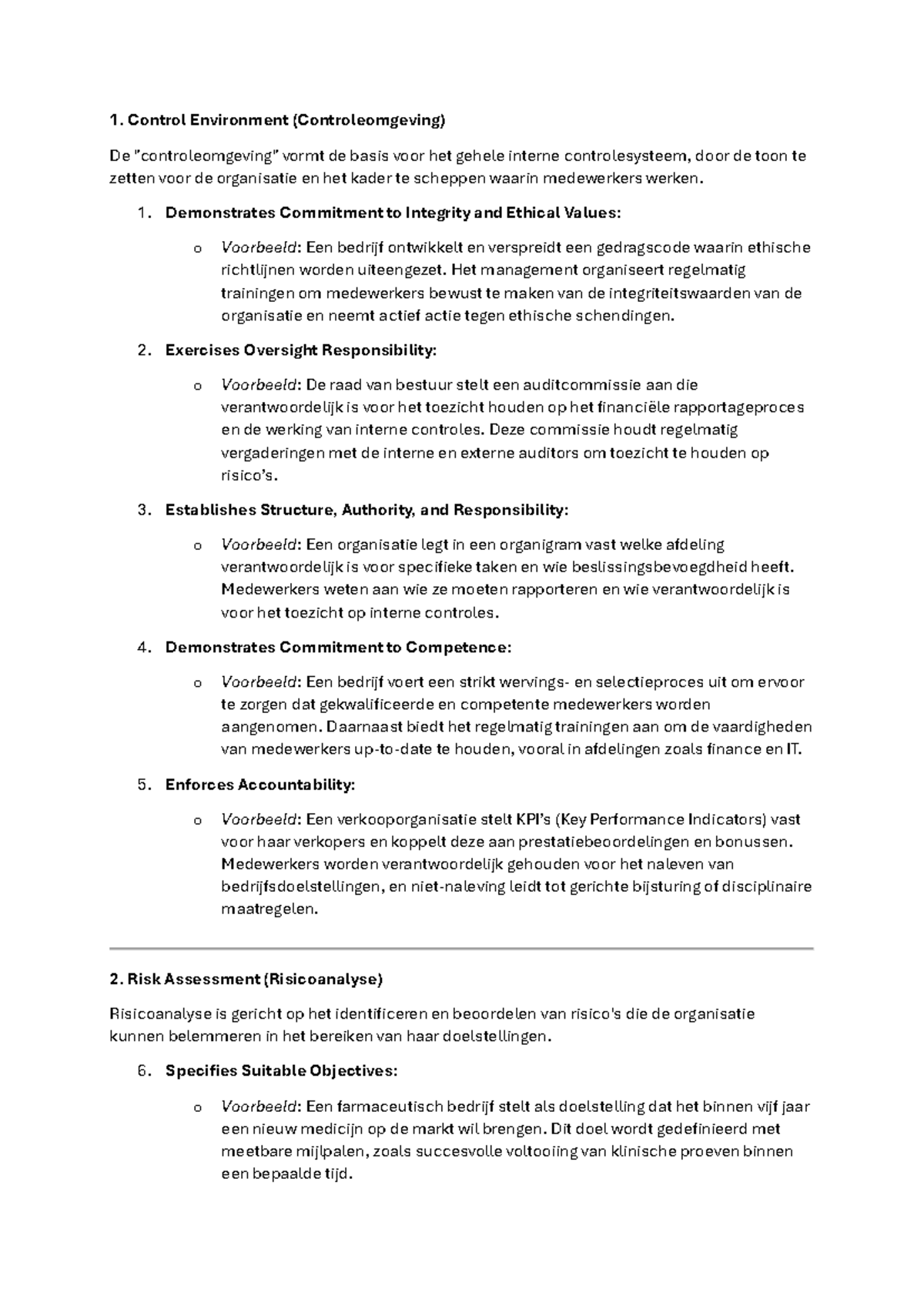Voorbeelden van COSO ICF en COSO ERM Principes en Toepassingen ...