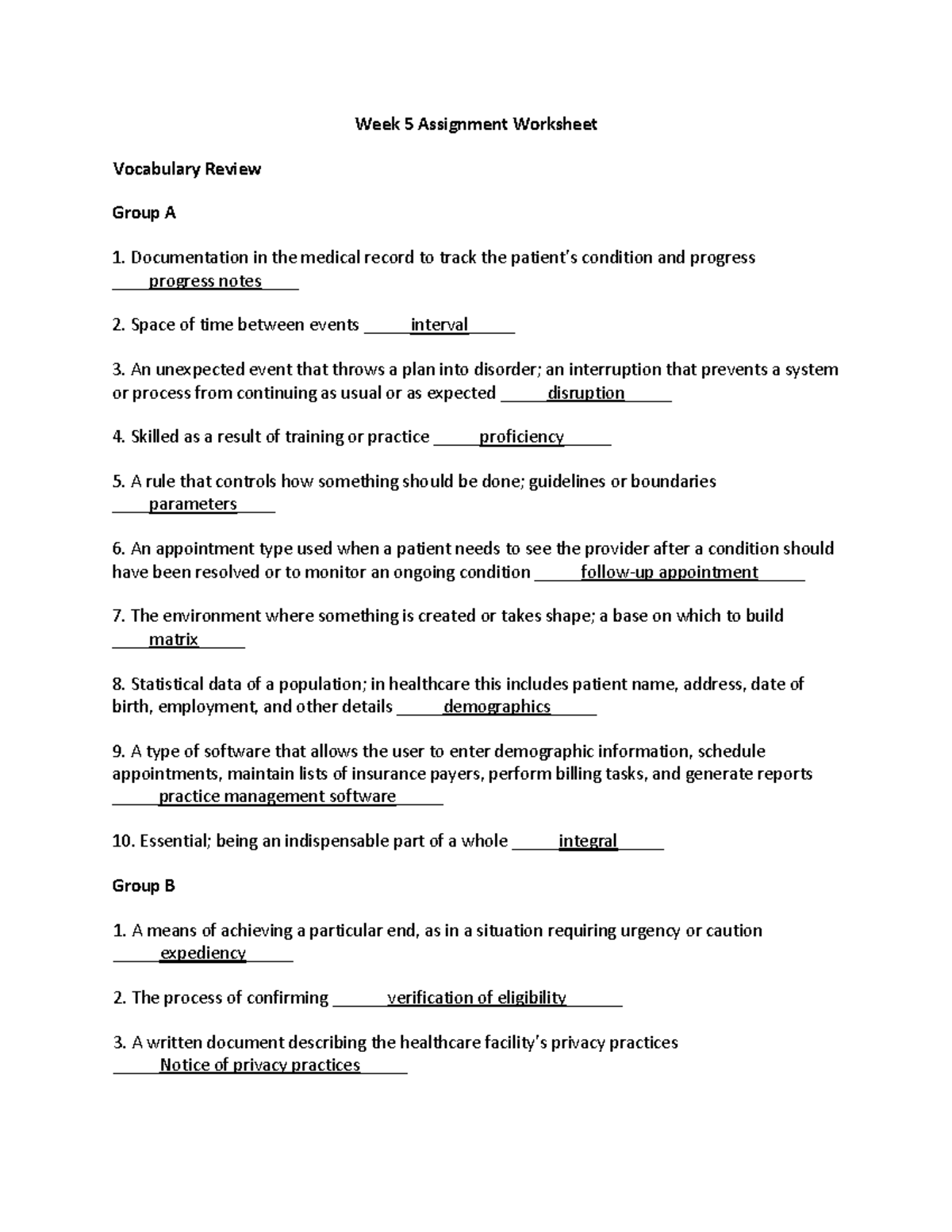 MOA110 wk5 assn 11032023 - Week 5 Assignment Worksheet Vocabulary ...