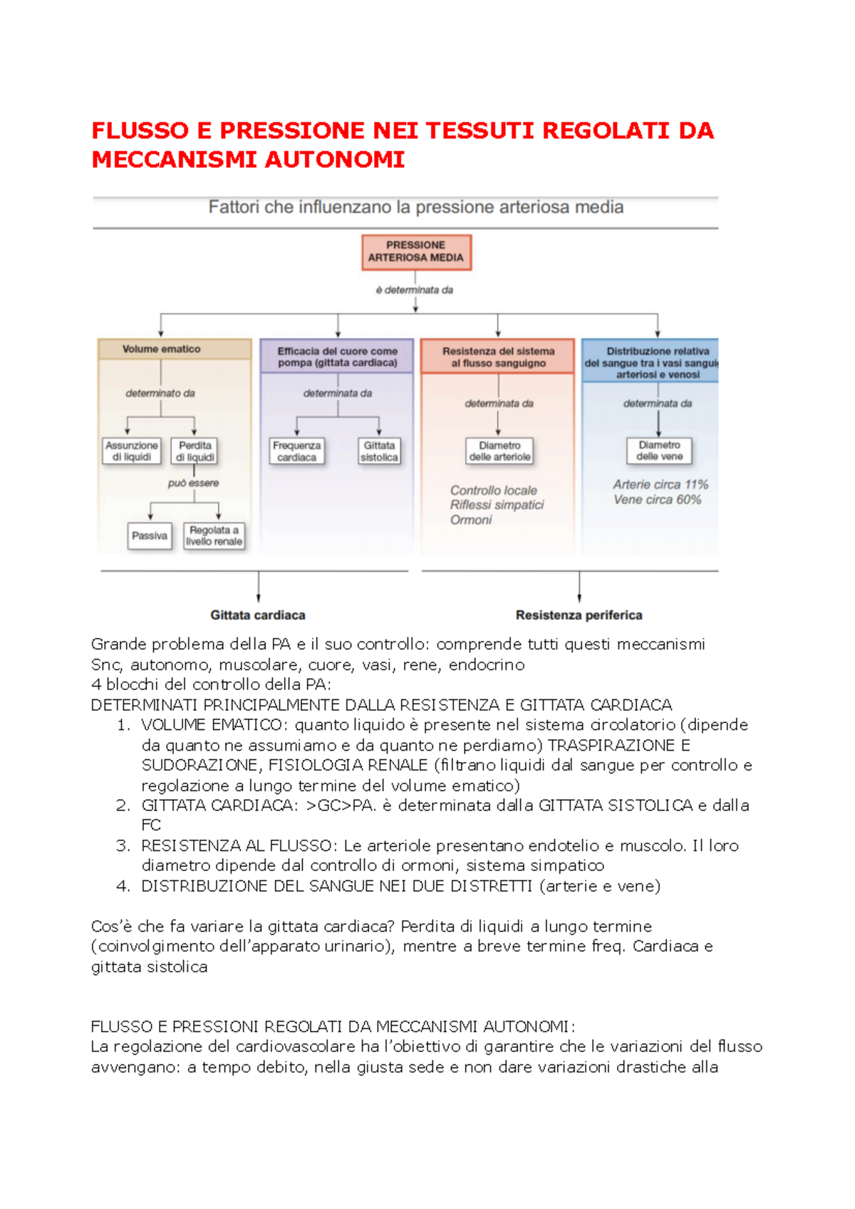 Meccanismi di Regolazione della Pressione Arteriosa e Flusso Sanguigno ...