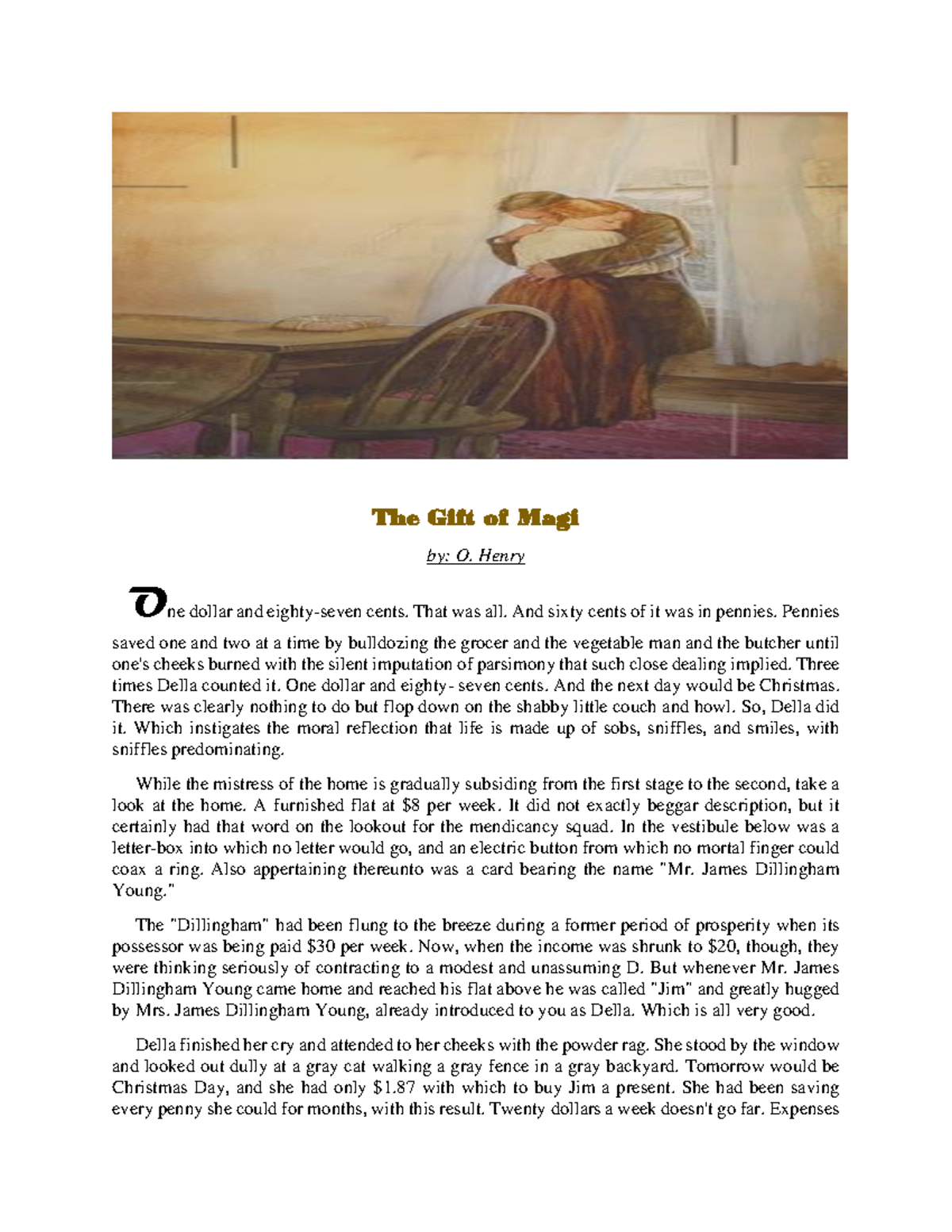 The Gift of the Magi: A Study of Sacrifice and Love - JKSJHSQH - Studocu