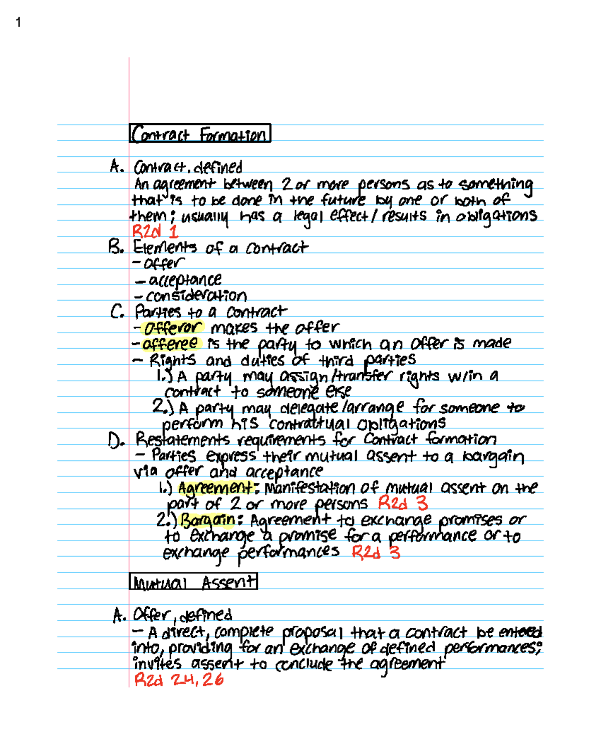 Contract Formation Outline: Key Concepts and Elements - Studocu