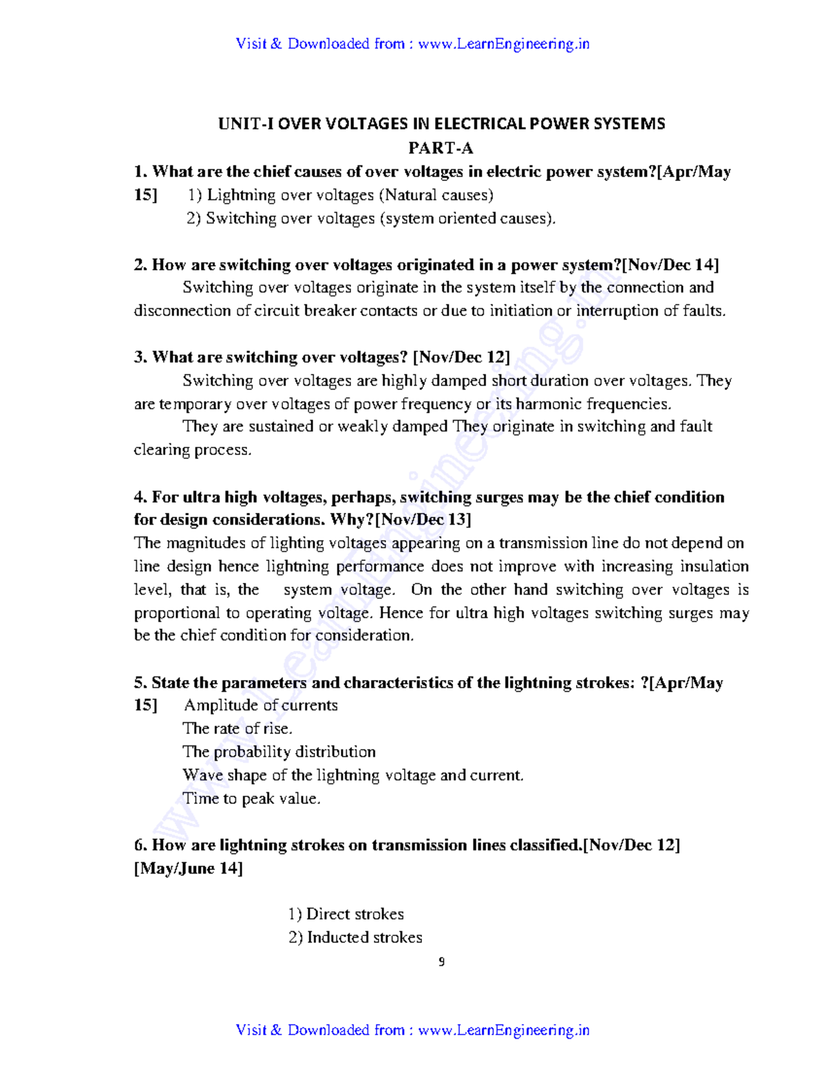 EE8701 Final Exam Study Notes on High Voltage Engineering - Studocu