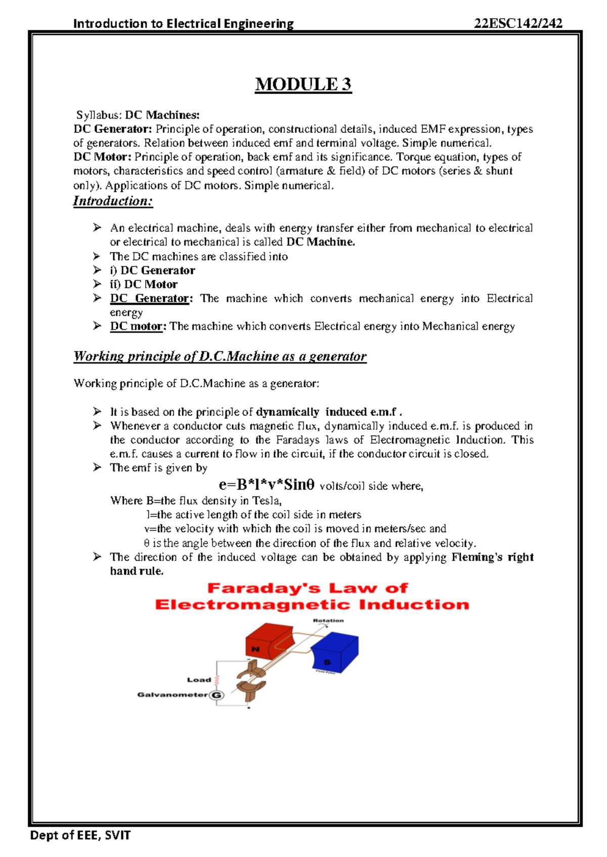 22ESC142 Module 3 - Tghcgu - MODULE 3 Syllabus: DC Machines: DC ...