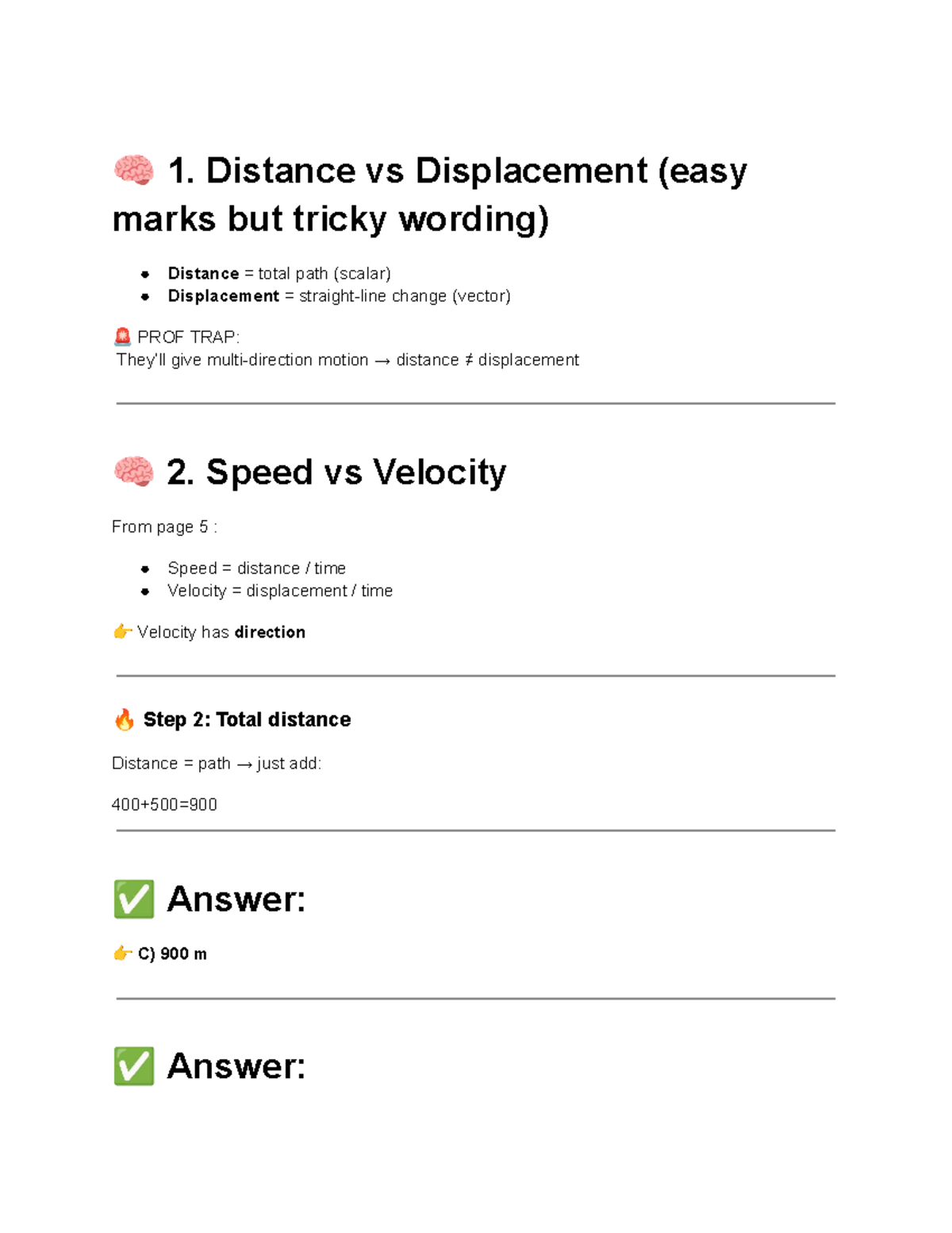 Biomechanics 2 - Distance vs Displacement & Speed vs Velocity Notes ...