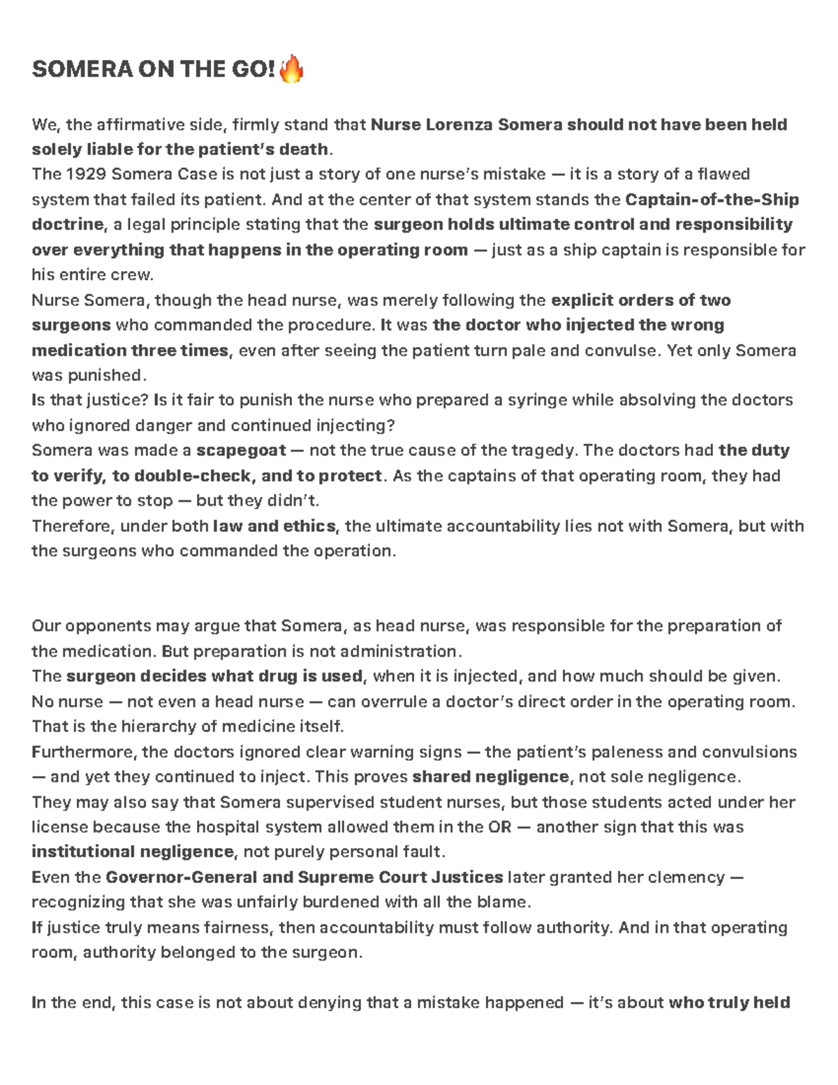 SOMERA CASE ANALYSIS: Accountability in Medical Negligence - Studocu