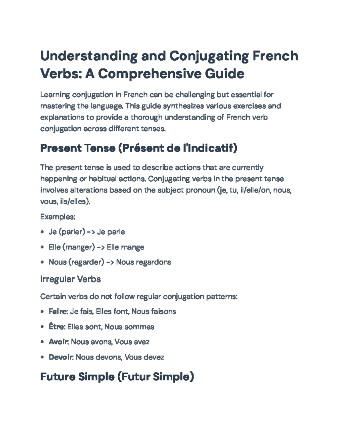 French Verb Conjugation: A Comprehensive Guide for Students ...