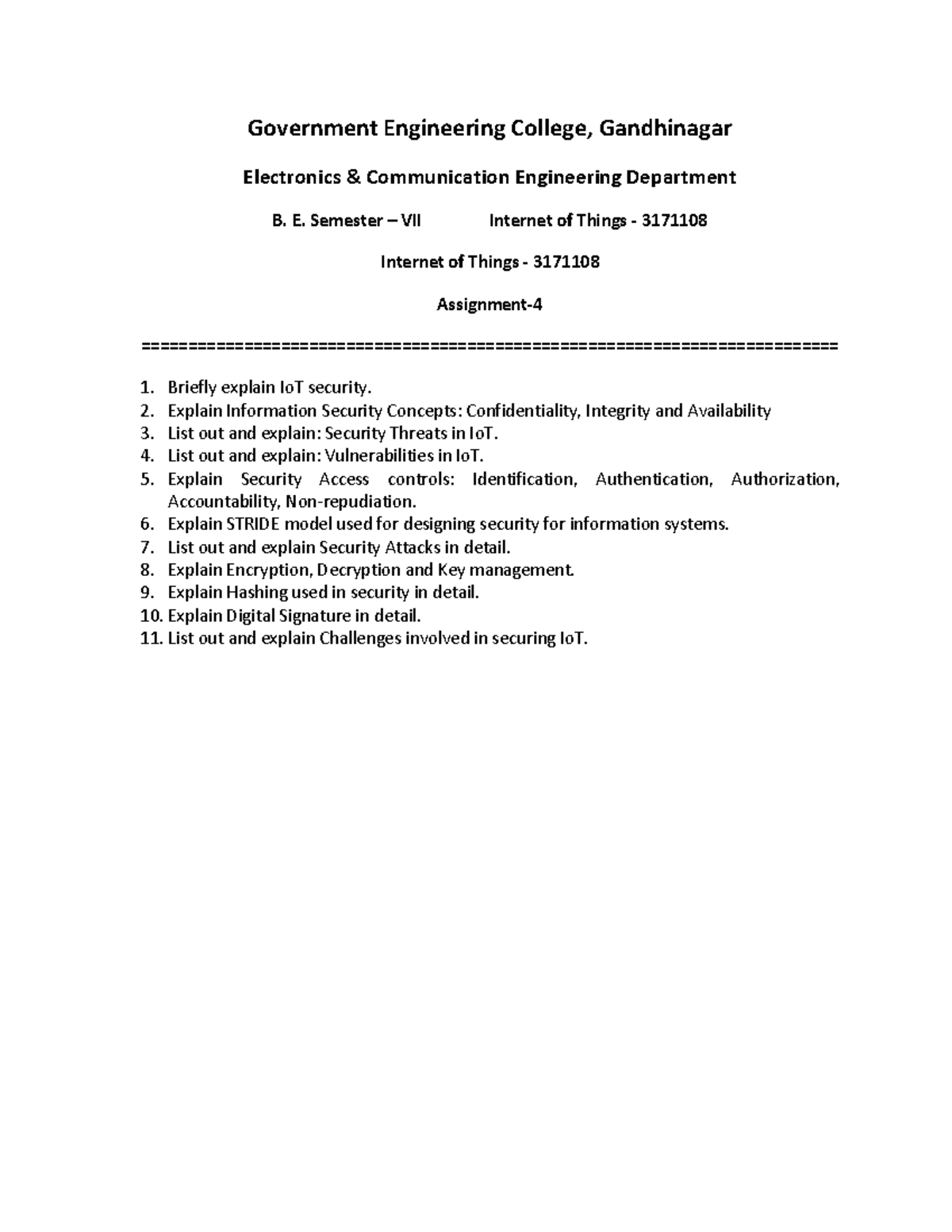 IoT Security Concepts and Challenges - Assignment 4 (3171108) - Studocu
