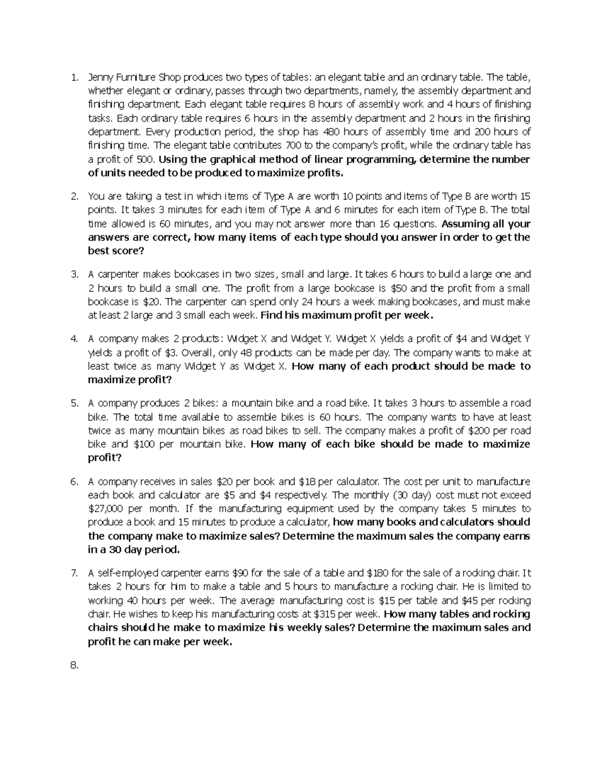 Linear Programming Problems Maximizing Profits In Production Studocu