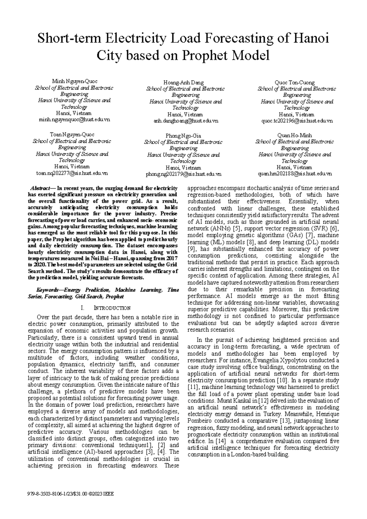 Advanced Load Forecasting in Hanoi Using the Prophet Model (EE402) - Studocu