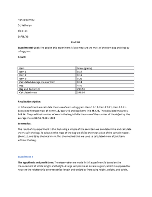 Measuremen and uncertainty lab report 3 - Joe Smith February 11, Date ...