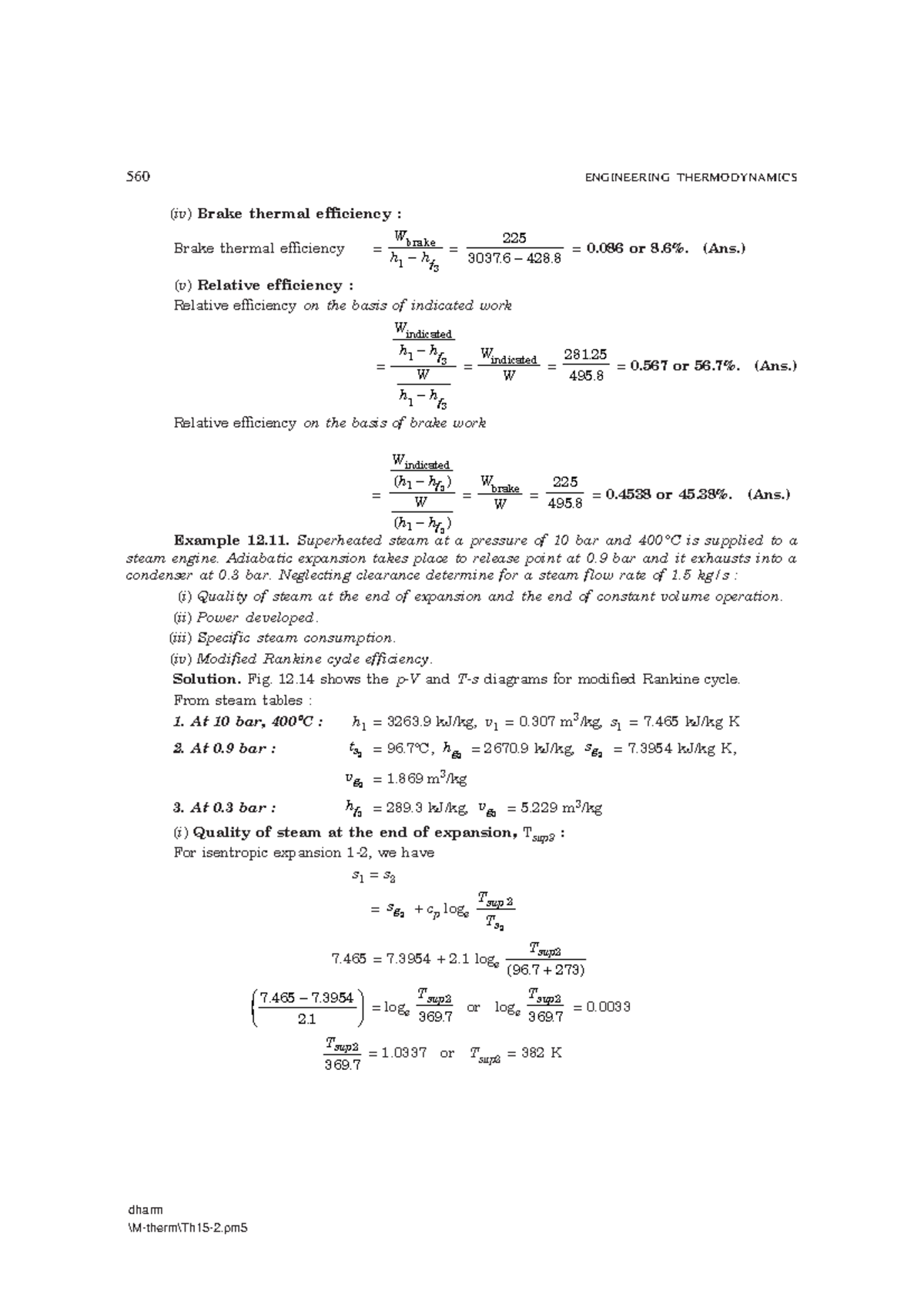 560 ENGINEERING THERMODYNAMICS: Brake Thermal Efficiency & Rankine ...