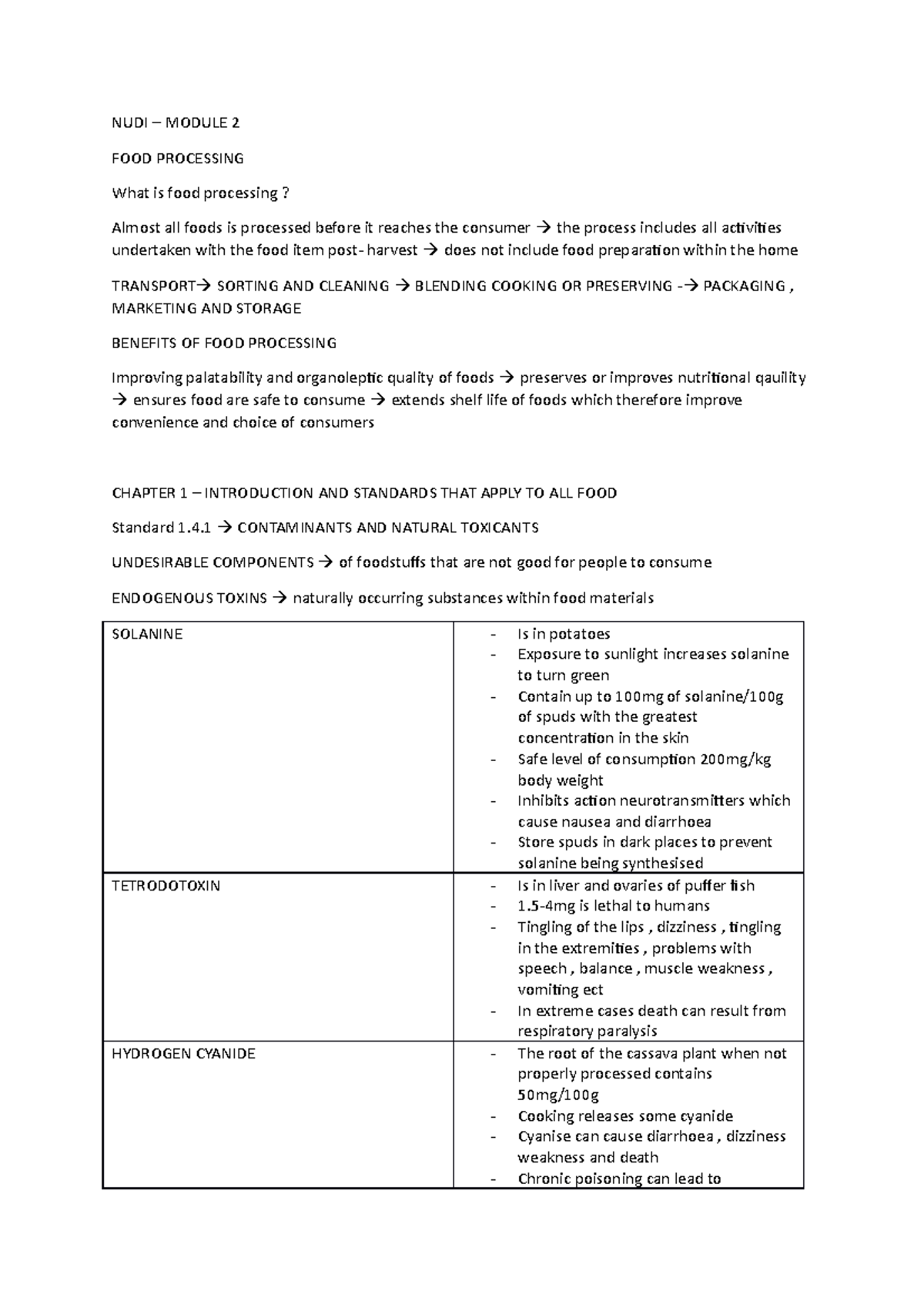 Module 2 - lecture - NUDI – MODULE 2 FOOD PROCESSING What is food ...