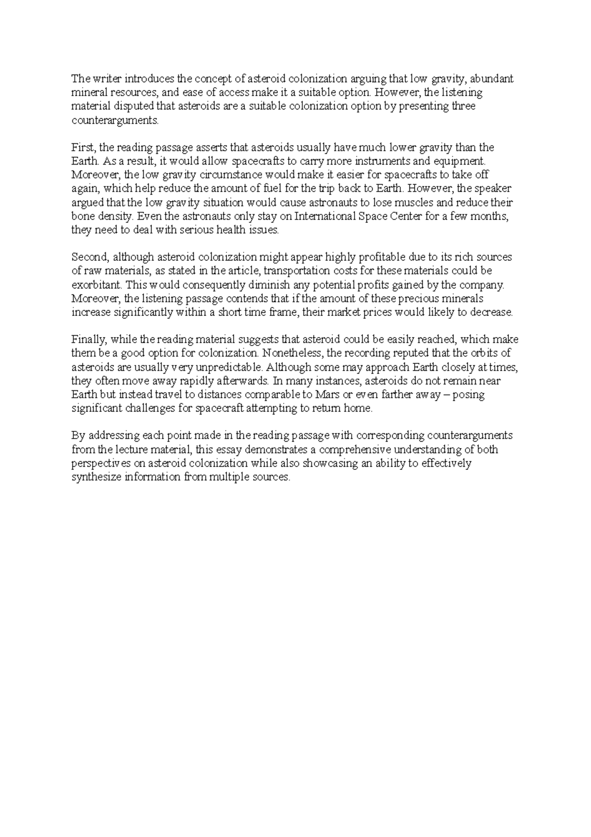 TPO52 - Analysis of Asteroid Colonization: Reading vs. Lecture ...