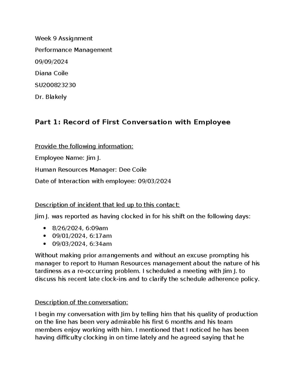 SU Wk9 - Performance Management and Progressive Discipline Plan - Studocu