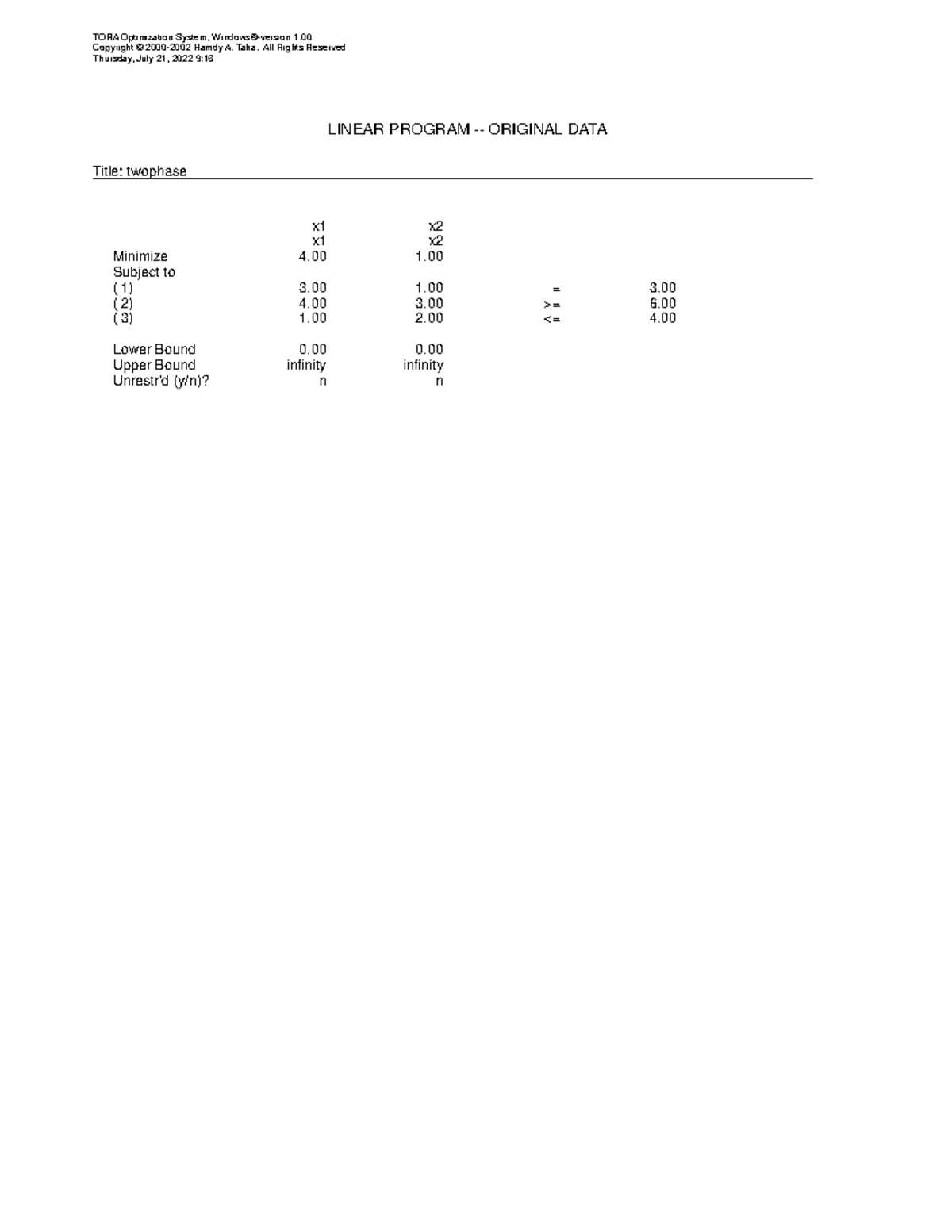 Vb Tora 98 - pop - TORA Optimization System, Windows®-version 1 ...