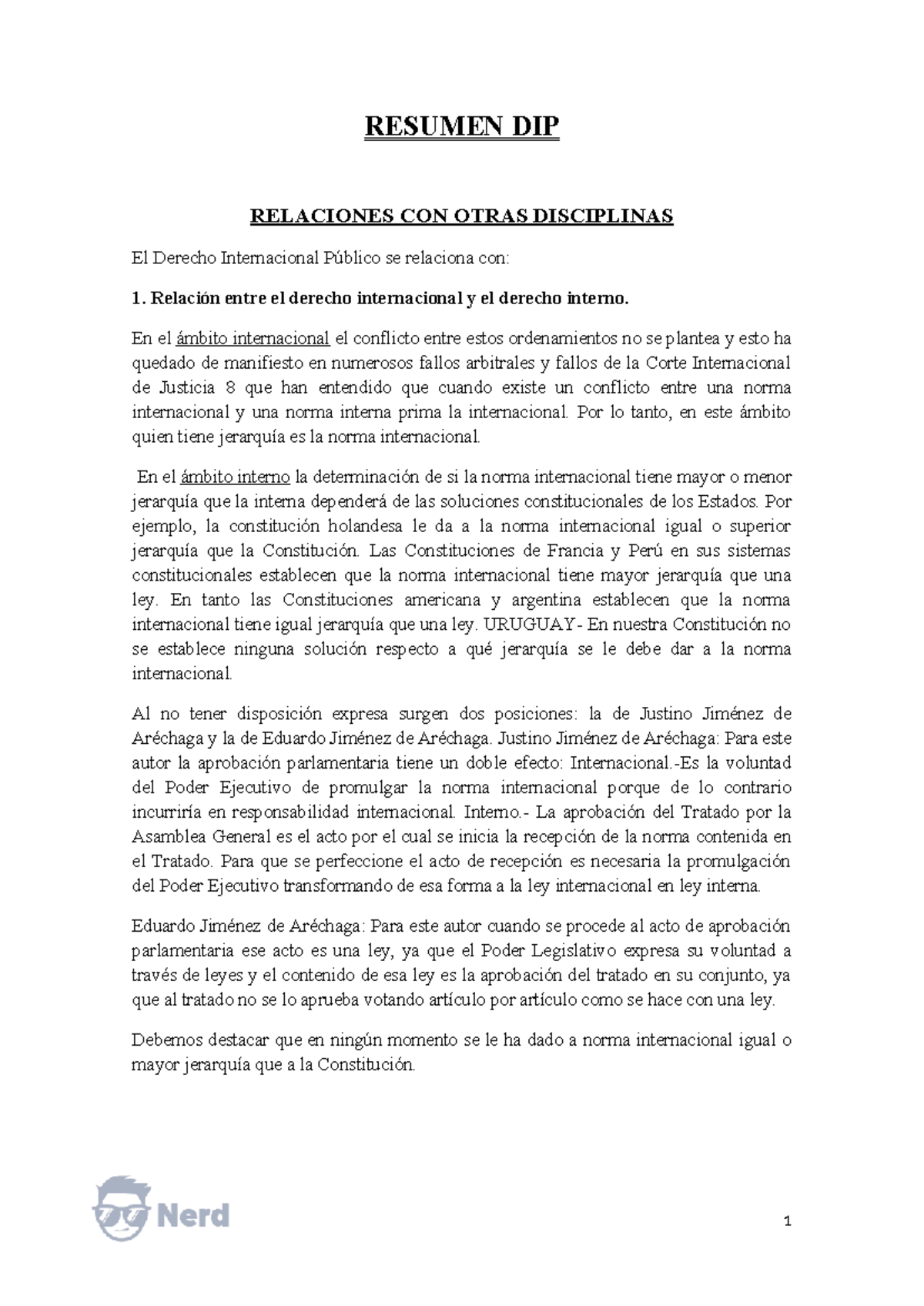 Resumen de Relaciones y Fuentes del Derecho Internacional (DIP1) - Studocu